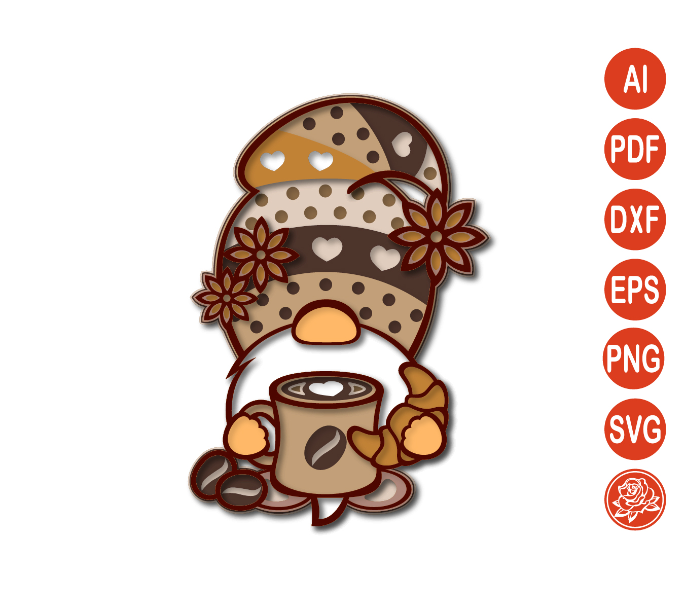 Layered Coffee Gnome SVG for Cricut, Cutting File, Laser Cut | Inspire ...