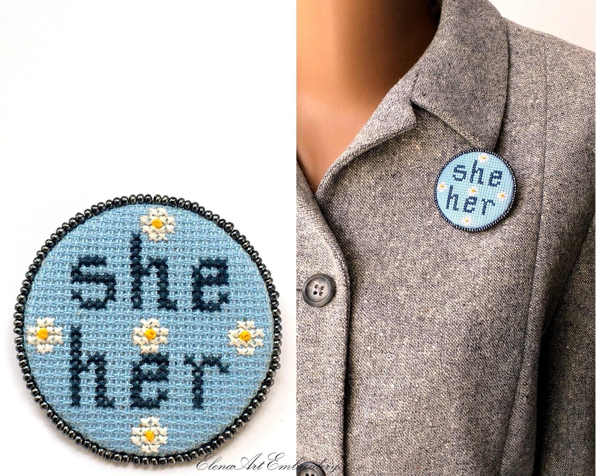 She Her Pronoun Pin Gift, Pride Pin, LGBT Jewelry, Nonbinary - Inspire ...