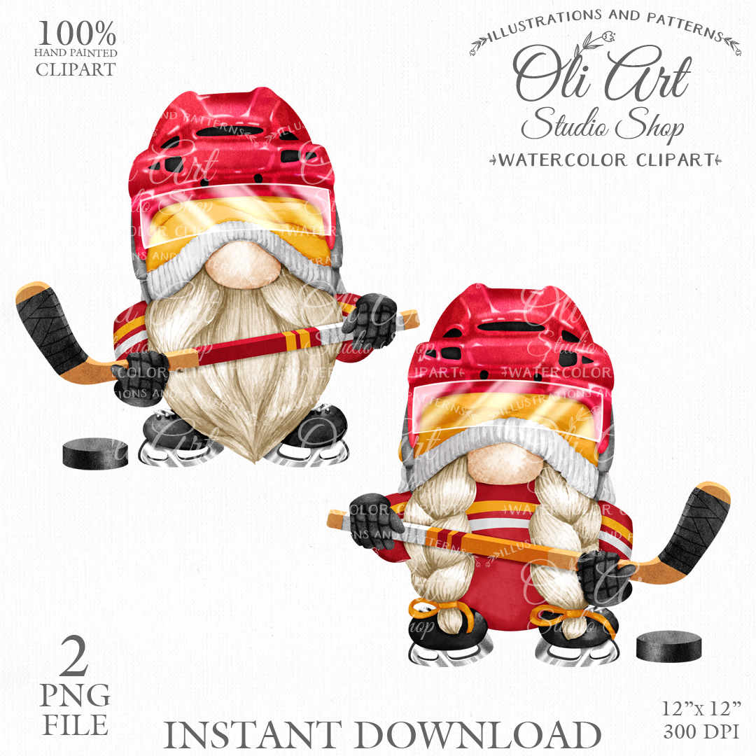Hockey Gnome Clip Art. Sports Gnome. Cute Characters. Hand D - Inspire ...