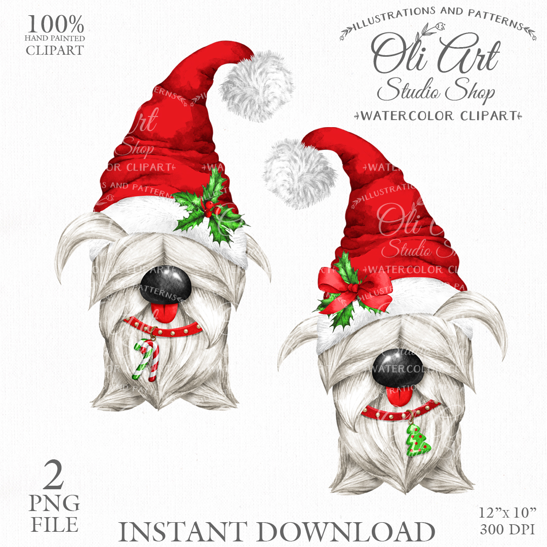 Christmas Dog Digital Clip Art. Cute Characters. Hand Drawn | Inspire ...