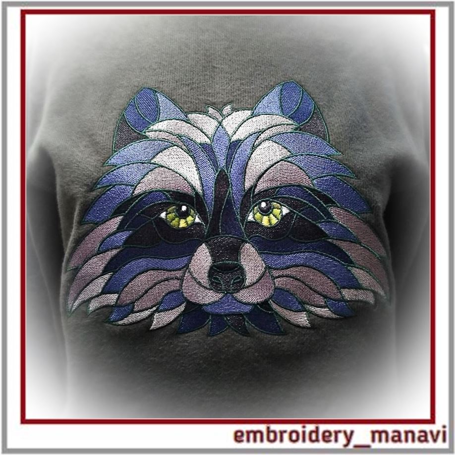 Raccoon art embroidery. Digital Machine embroidery design. | Inspire Uplift