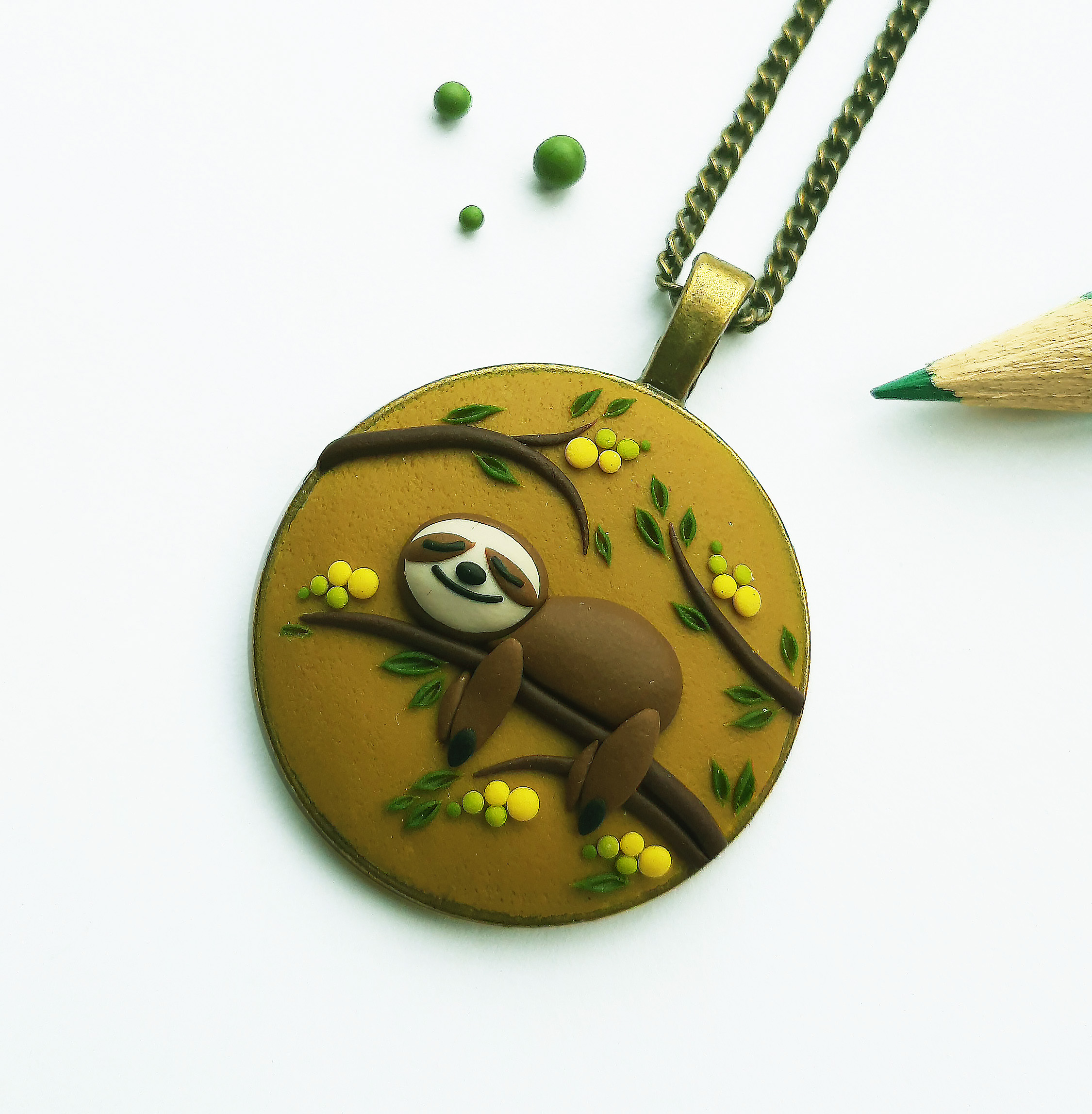 Cute Sloth necklace, Cute baby sloth pendant, Polymer clay S - Inspire ...