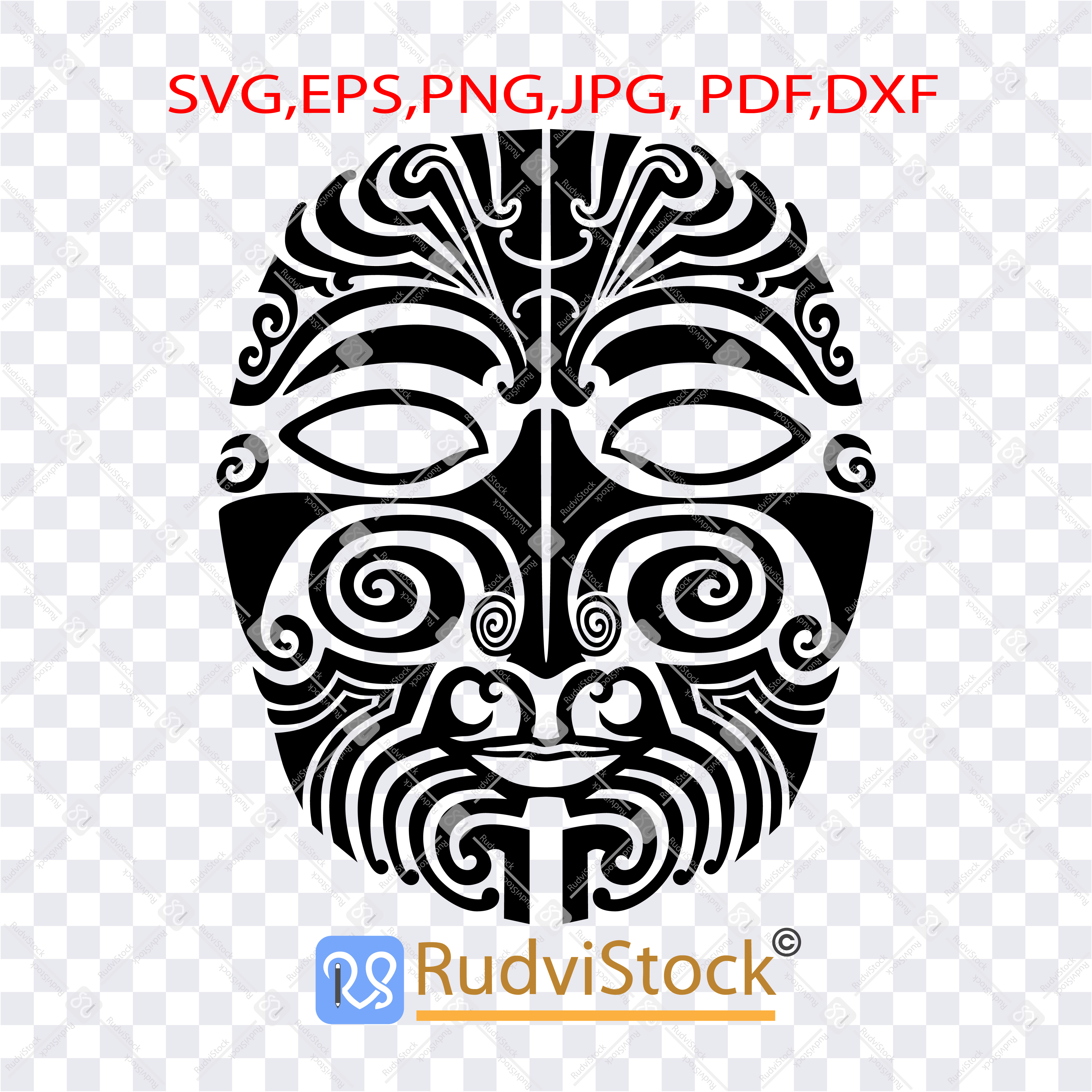 Maori mask design stencil - Inspire Uplift