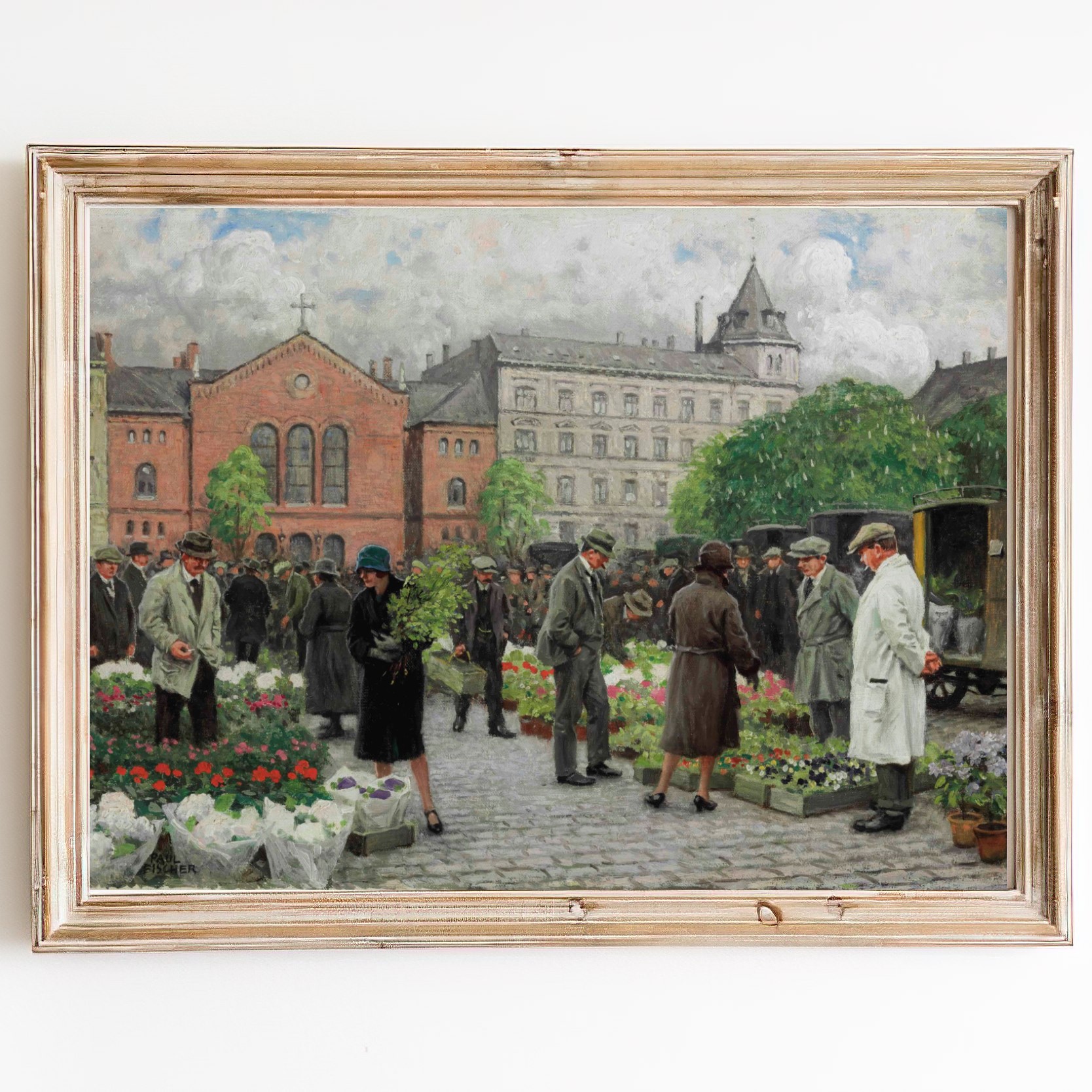 CANVAS ART PRINT | Vintage Flower Market Oil Painting | Pari - Inspire ...