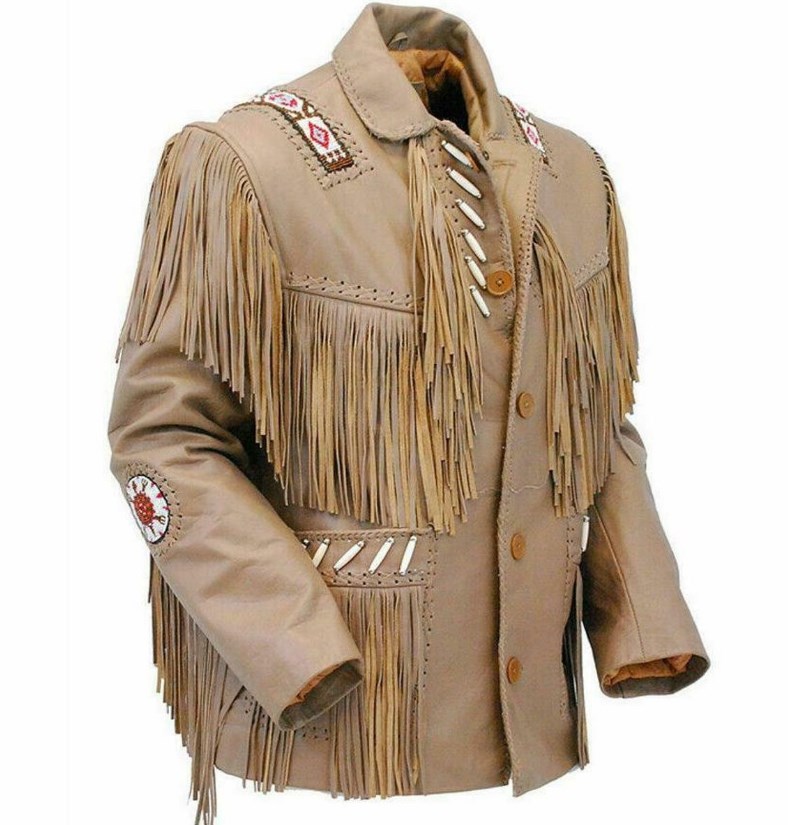 Native Western American Fringed Leather Coat | Inspire Uplift
