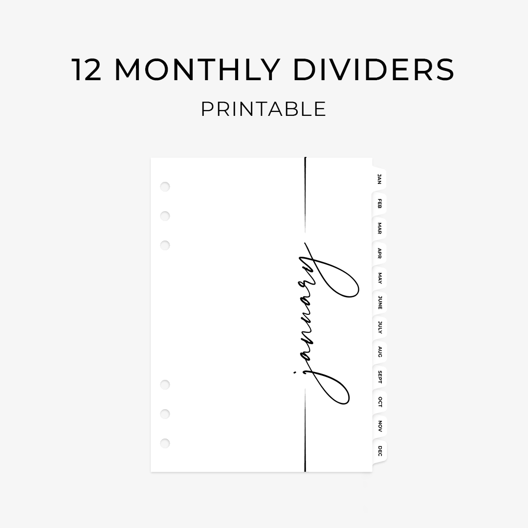 A5 Printable Monthly Dividers | Inspire Uplift