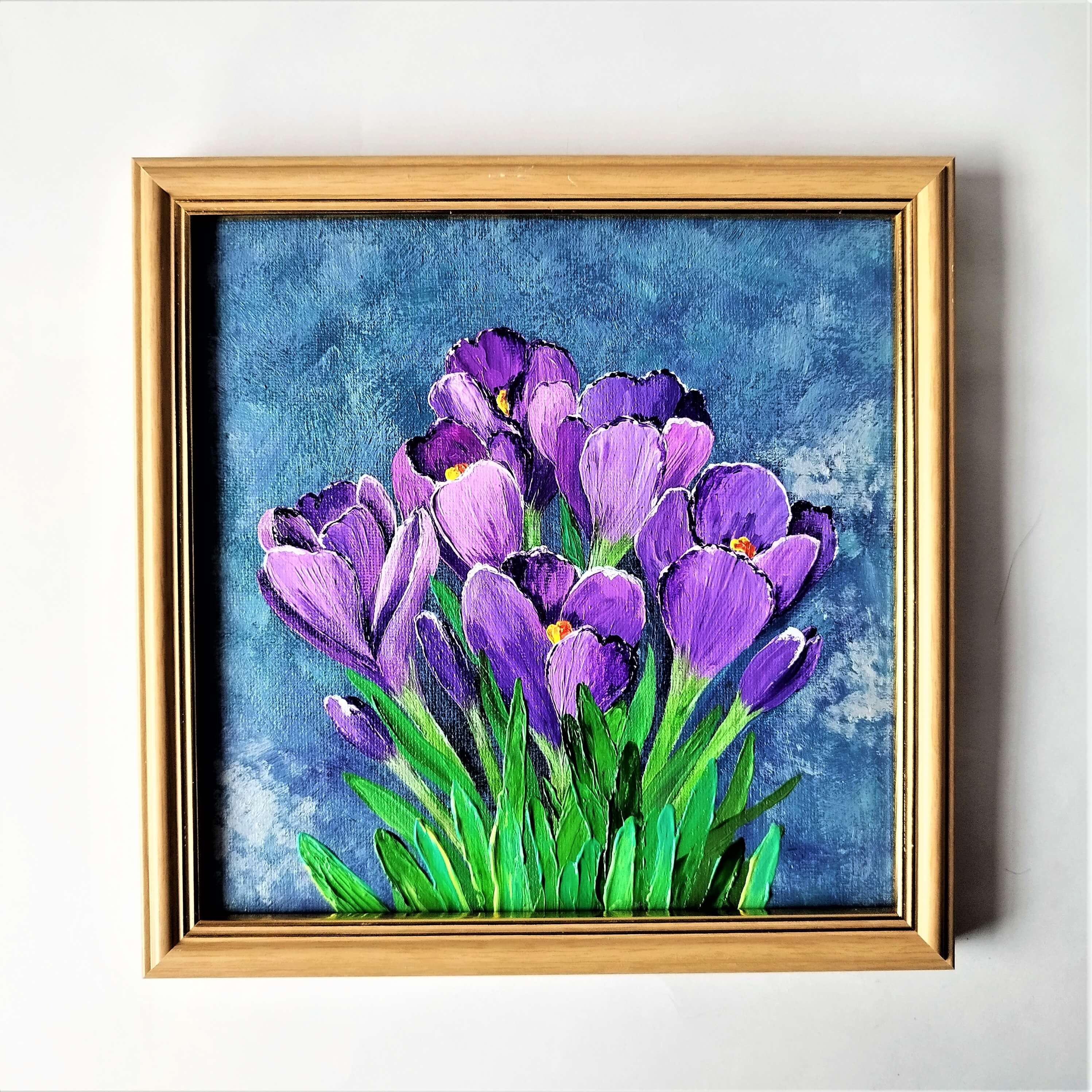 Crocuses painting Crocus bouquet Impasto painting artwork Pu | Inspire Uplift