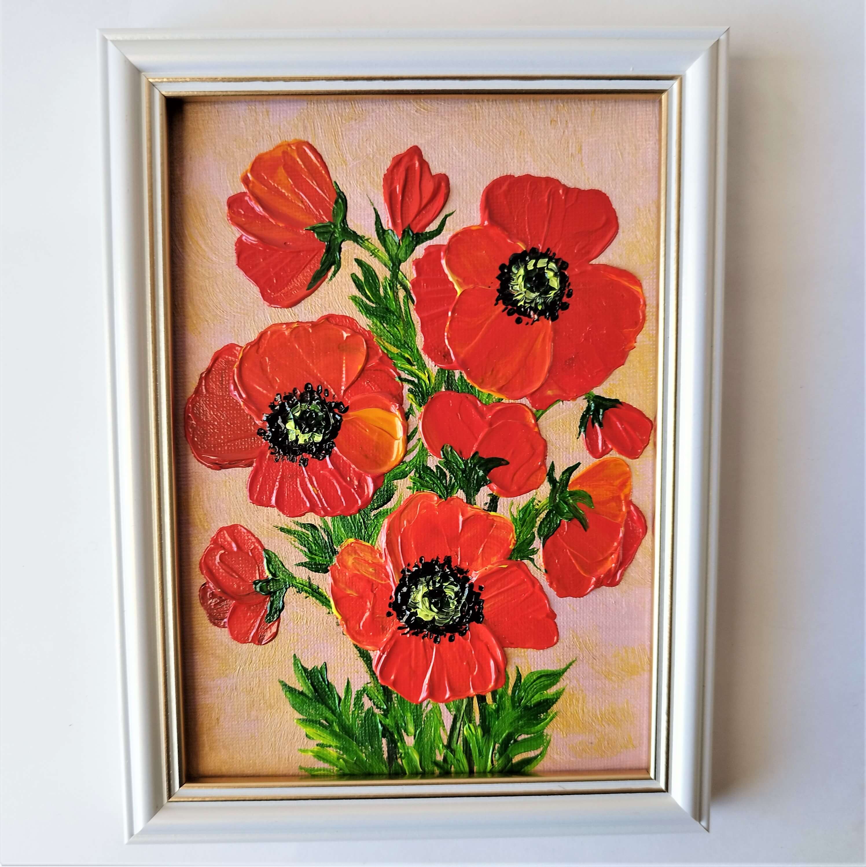 Poppies painting Red poppies original artwork Poppy texture | Inspire ...
