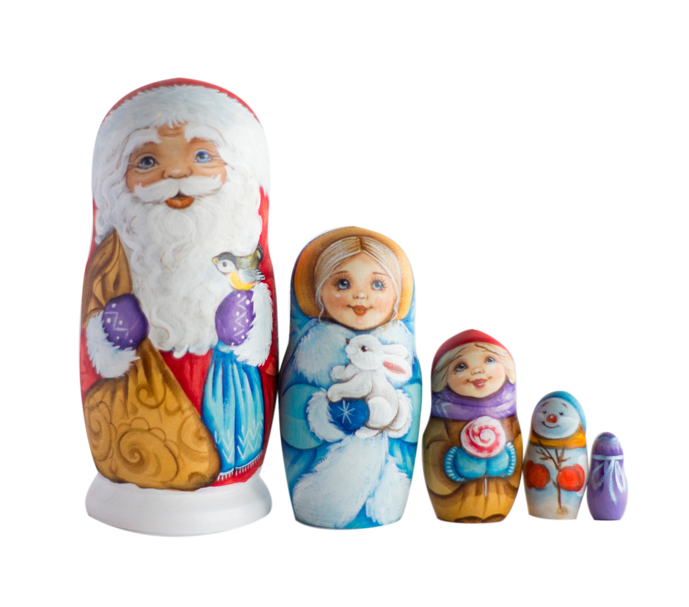 Christmas nesting doll Russian Blue Santa Claus wooden toys | Inspire ...