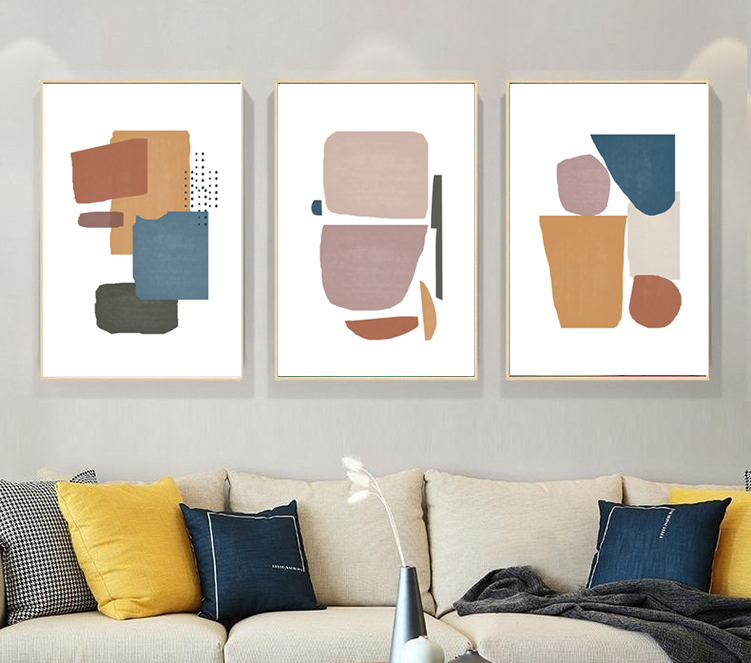 Geometric Abstract Set Of 3 Wall Art Large Poster Digital Pr | Inspire ...