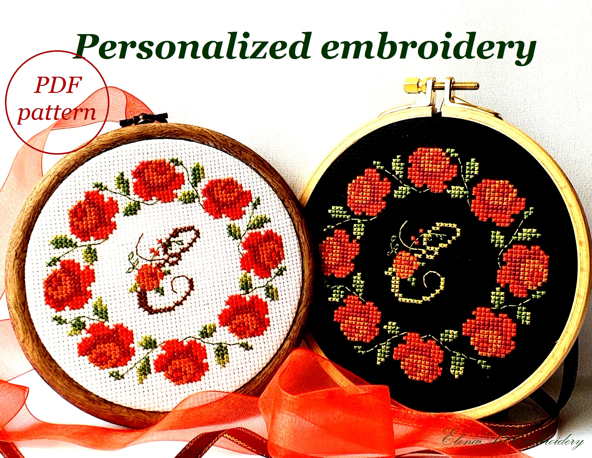 Personalized Embroidery, Floral Embroidery Wreath, Cross Sti | Inspire ...