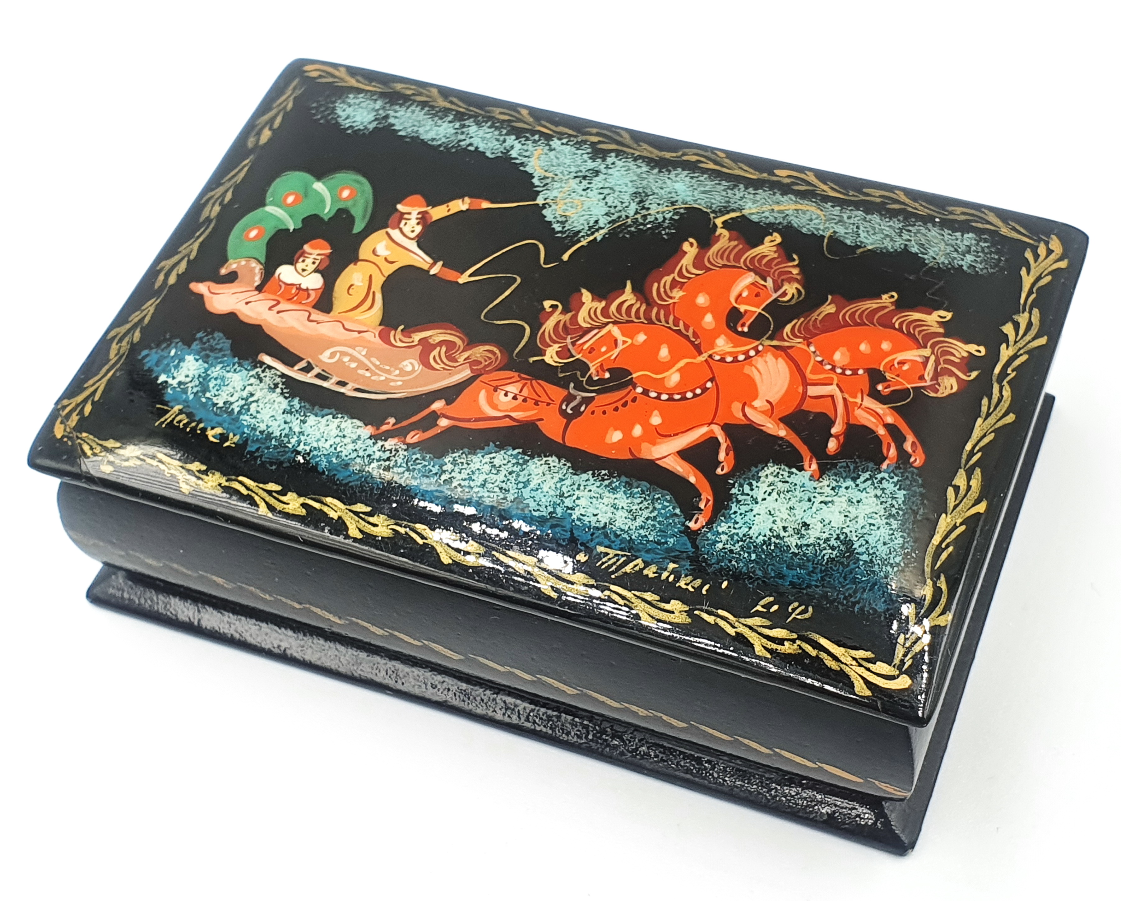 Vintage PALEKH Lacquer Box RUSSIAN TROYKA Hand Painted Signe | Inspire ...