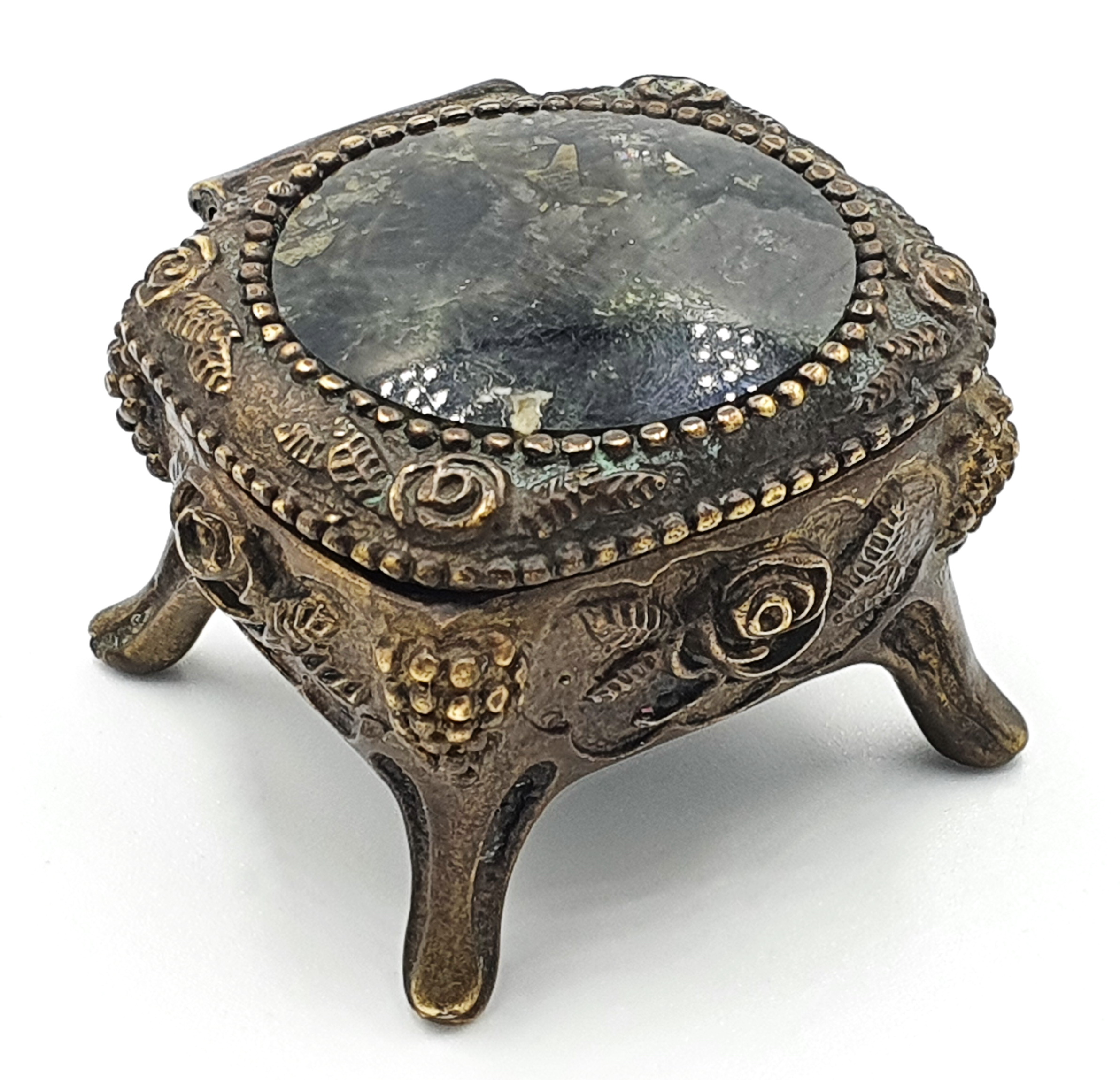 Vintage Miniature Bronze Casket Box inlaid with Phlogopite | Inspire Uplift