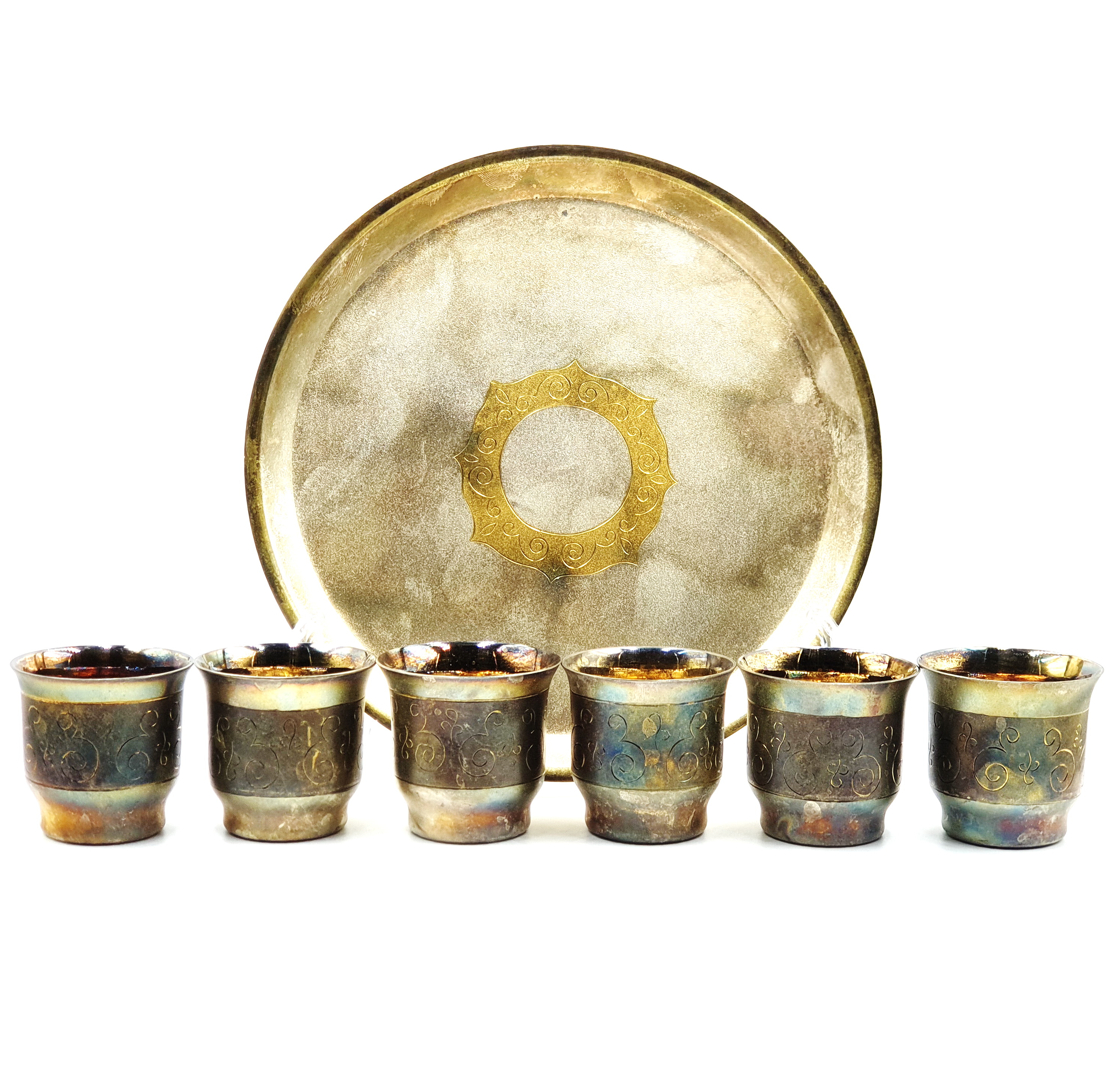 Vintage Melchior RUSSIAN VODKA SHOT SET 6pcs with Stichel en - Inspire ...