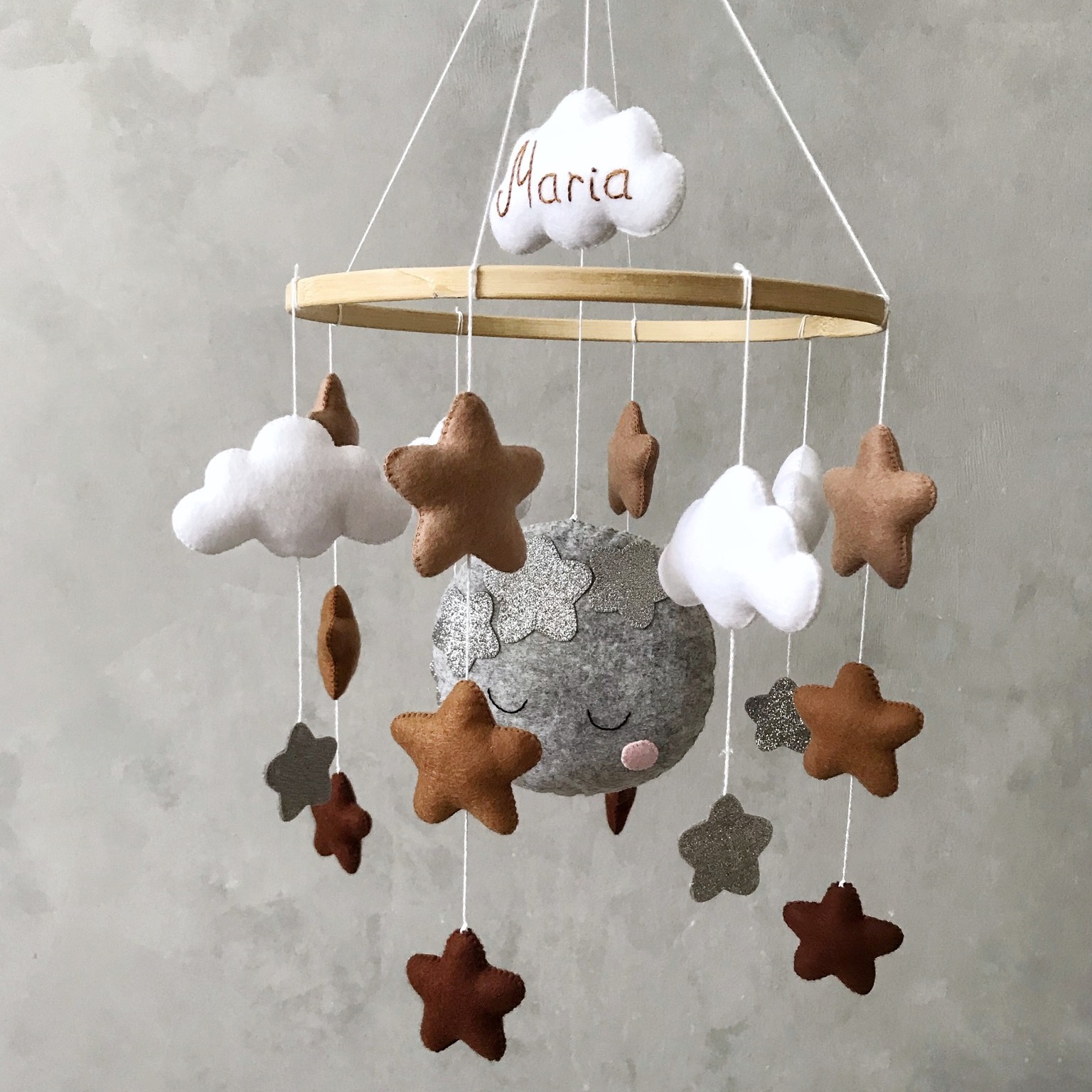 Moon and stars baby mobile neutral. Space baby mobile. | Inspire Uplift