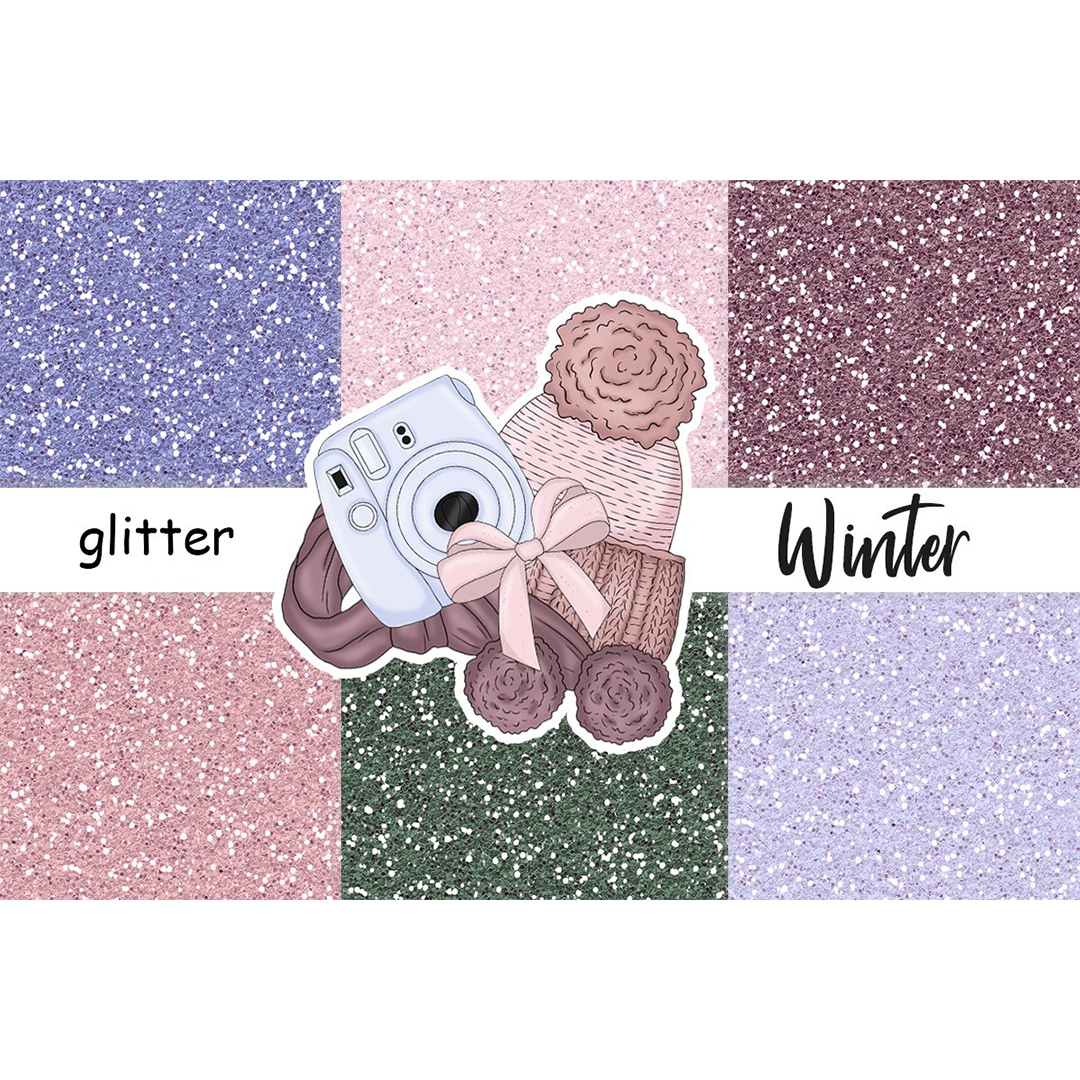 Winter Glitter Digital Paper | Blue Glitter Texture - Inspire Uplift