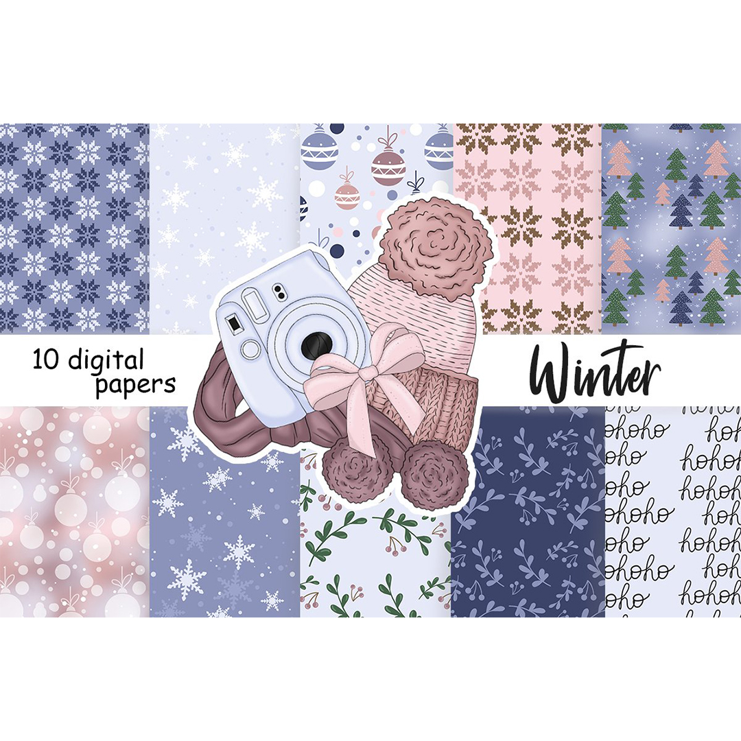 Winter Digital Paper | New Year Pattern Bundle - Inspire Uplift