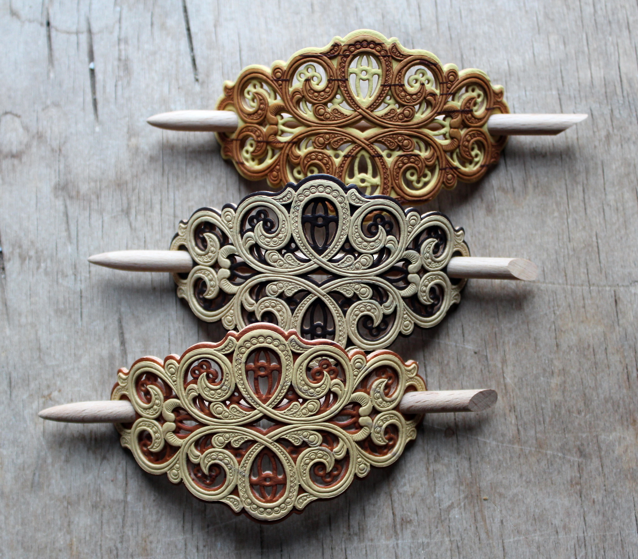 Hair stick, Wooden hair pin, Birch bark barrette - Inspire Uplift