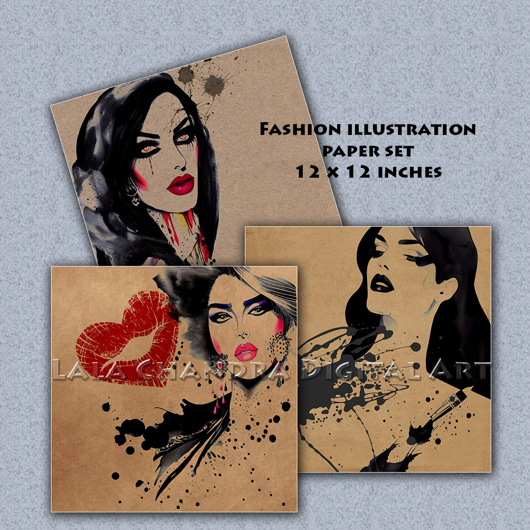 Fashion illustration paper set, art journal printable Scrapb | Inspire ...