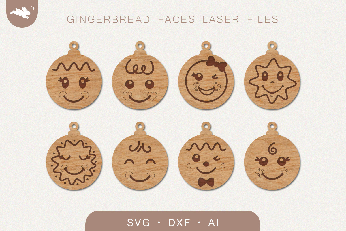 Gingerbread face ornament svg, Christmas laser cut files | Inspire Uplift