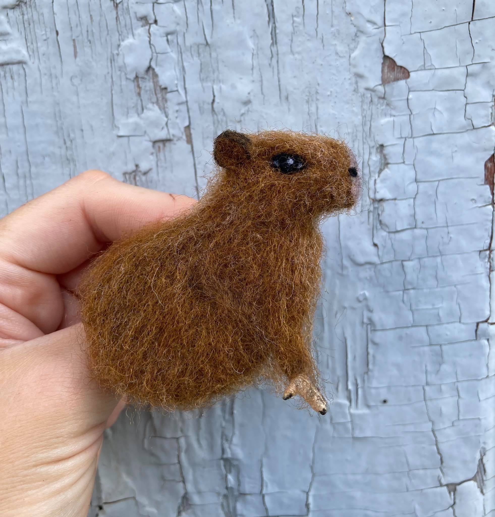 Cute capybara animal brooch for women Needle felted wool rep - Inspire ...