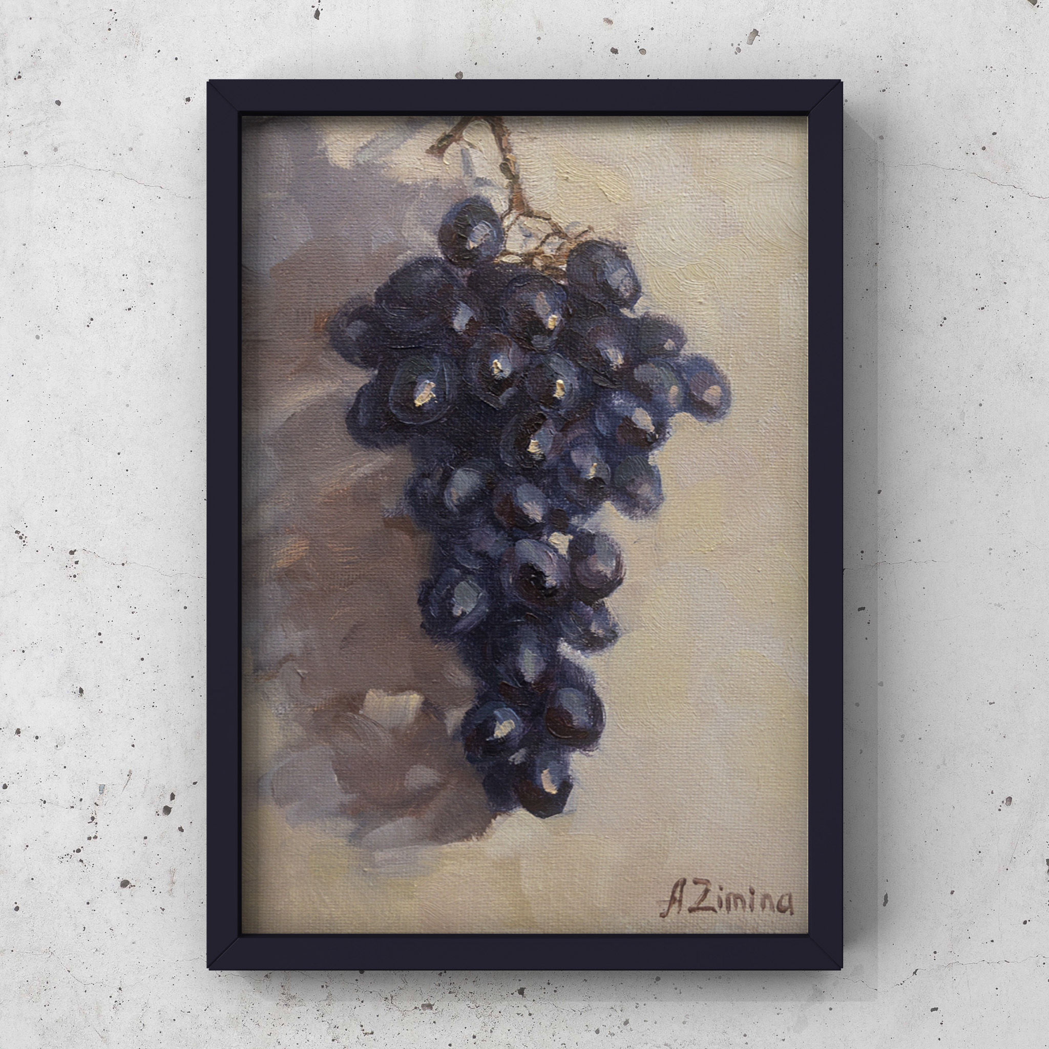 Grapes oil painting, fruit small oil painting still life, or - Inspire ...