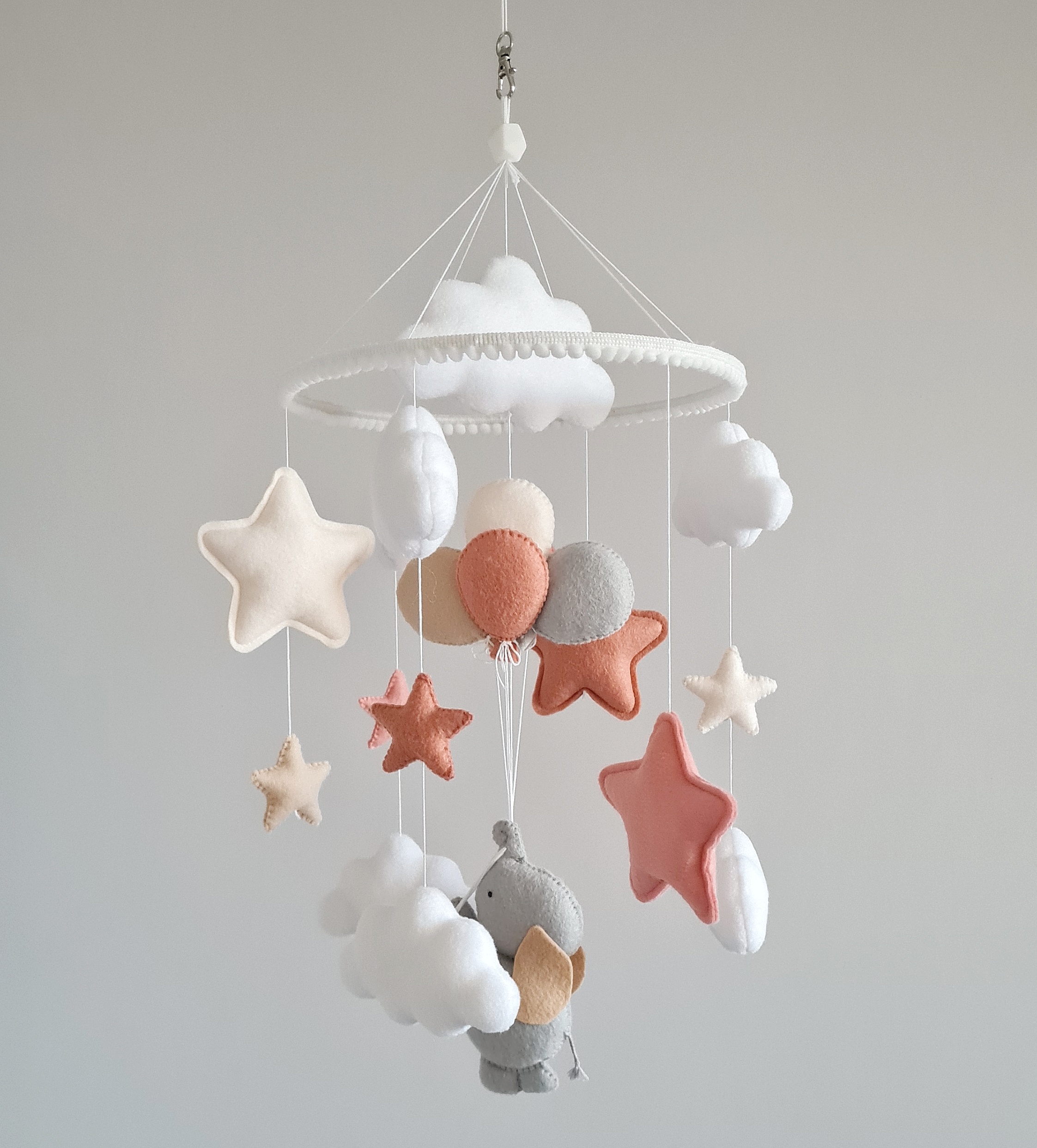 Elephant baby girl mobile Cloud nursery decor Baby shower gi - Inspire ...