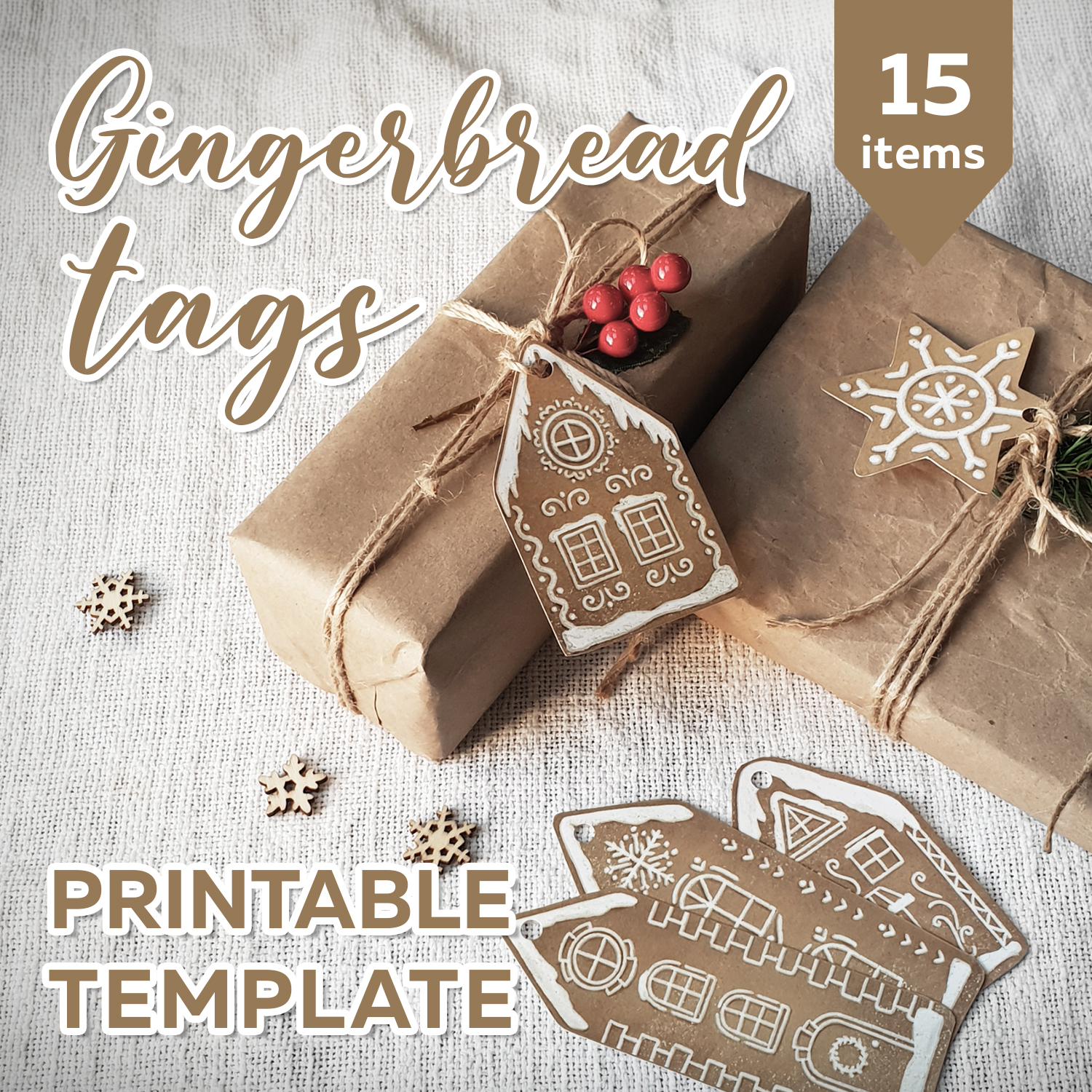 Christmas label set Gingerbread Houses Printable Template. - Inspire Uplift