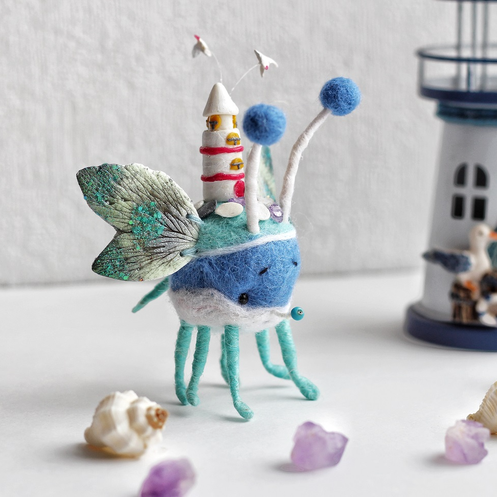 Cute miniature felted toy made of wool, little lighthouse fo | Inspire ...