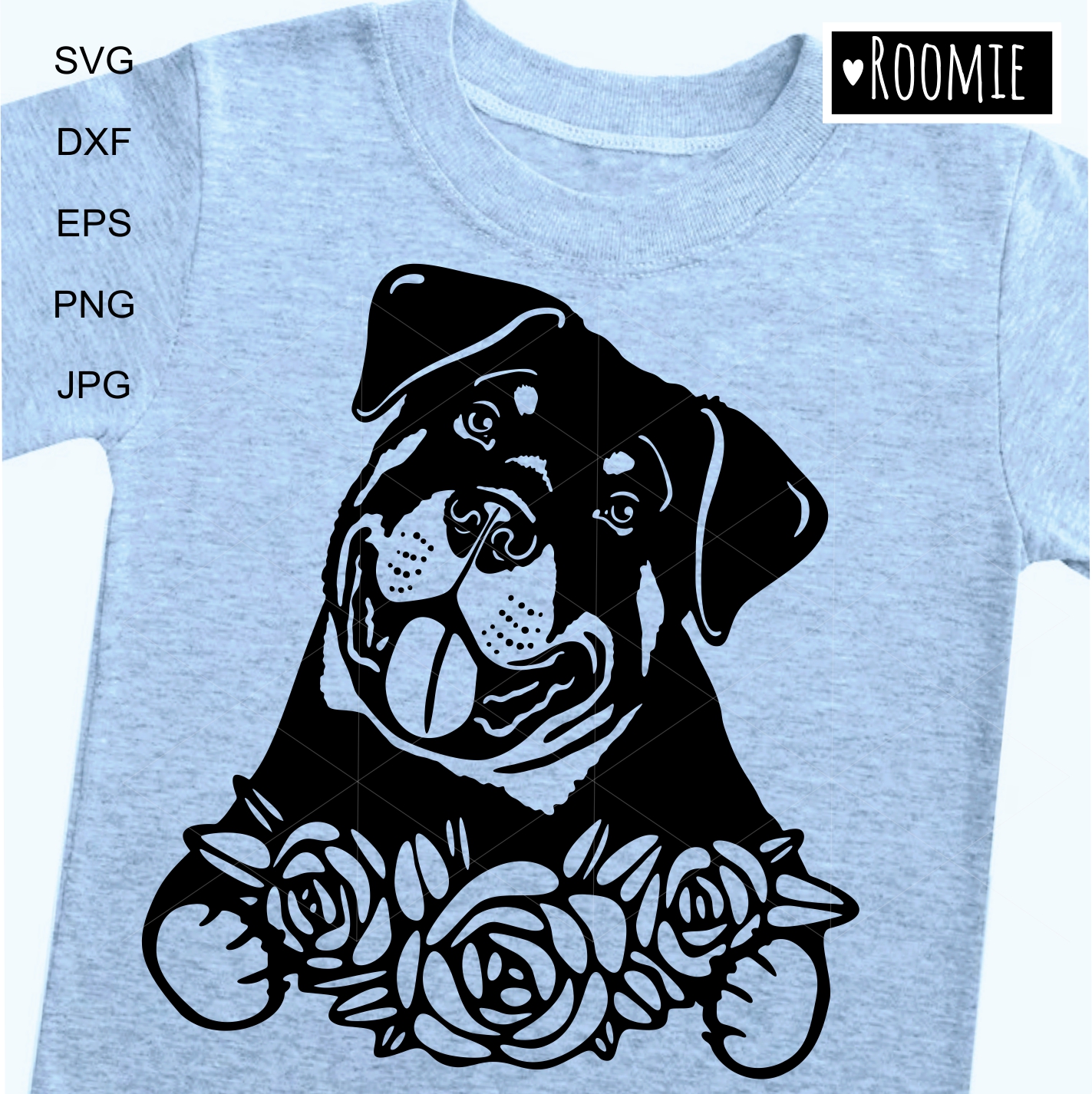Rottweiler with flowers svg Shirt Design for Cricut, Rottie | Inspire ...