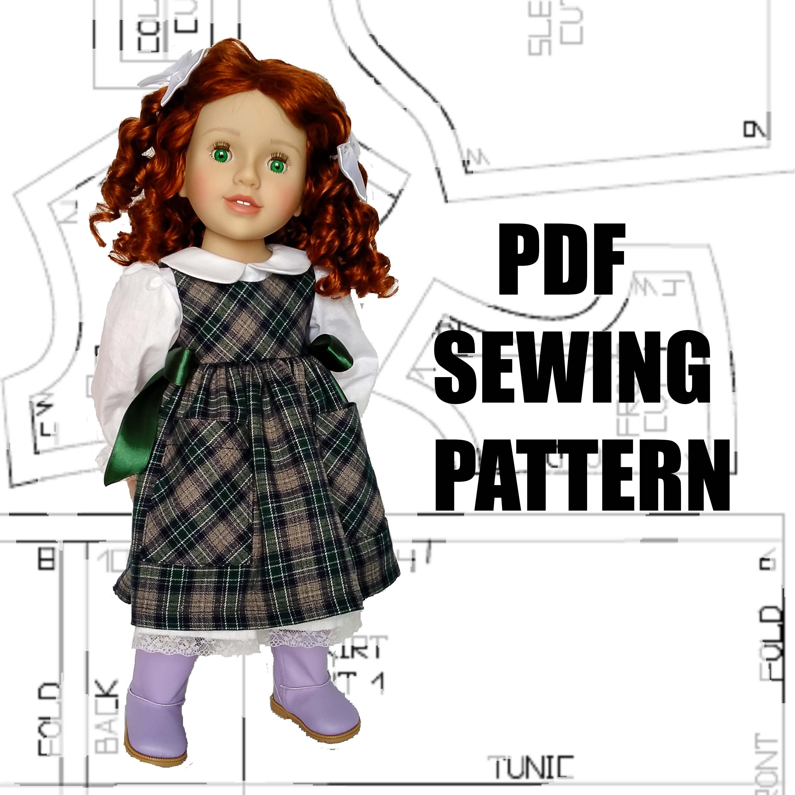 Pdf pattern Australian girl doll dress, doll pinafore,Austra | Inspire ...