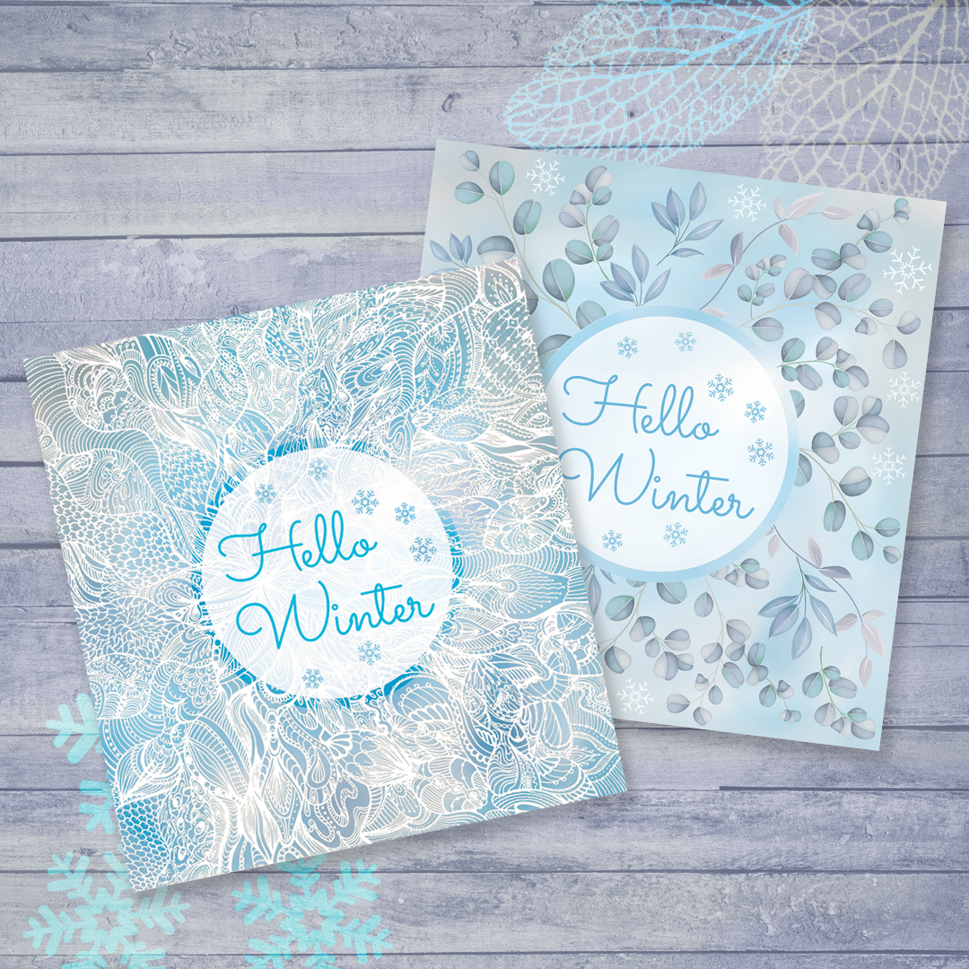 Hello Winter, Digital print, Seasonal blue and white wallart | Inspire ...