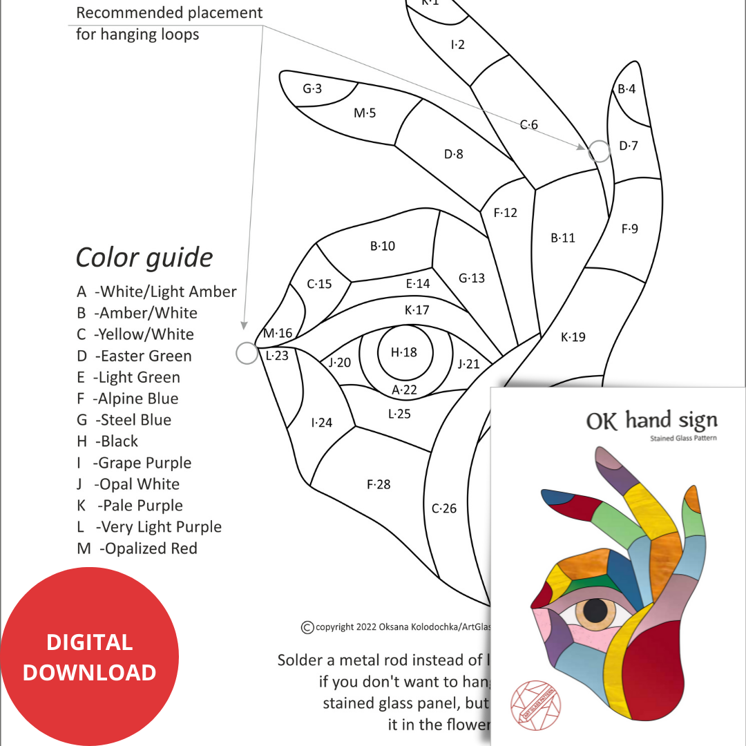 Stained Glass for Beginners, Hand Eye Suncatcher Pattern PDF | Inspire ...