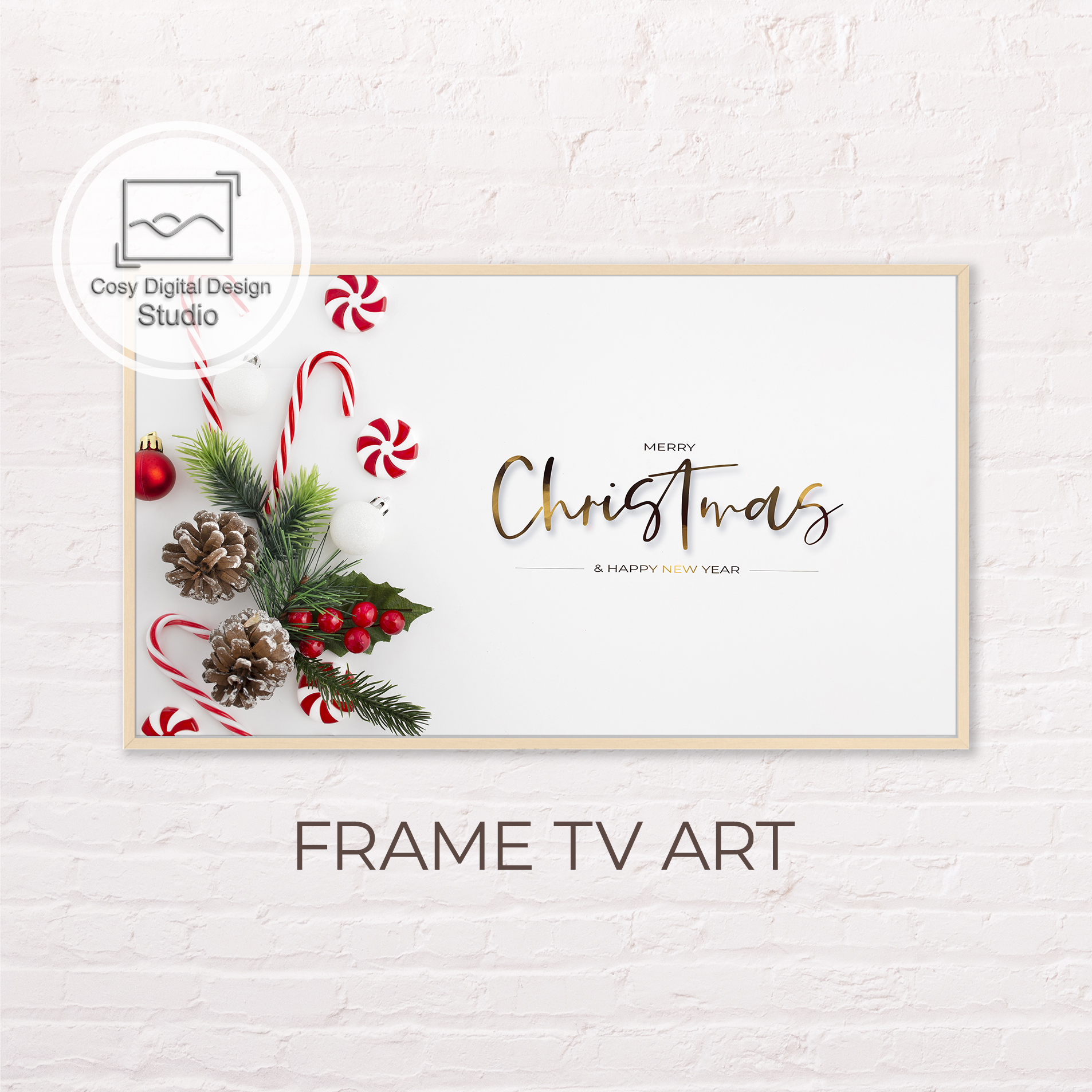Samsung Frame TV Art | 4k Merry Christmas Cute Neutral Minim | Inspire ...
