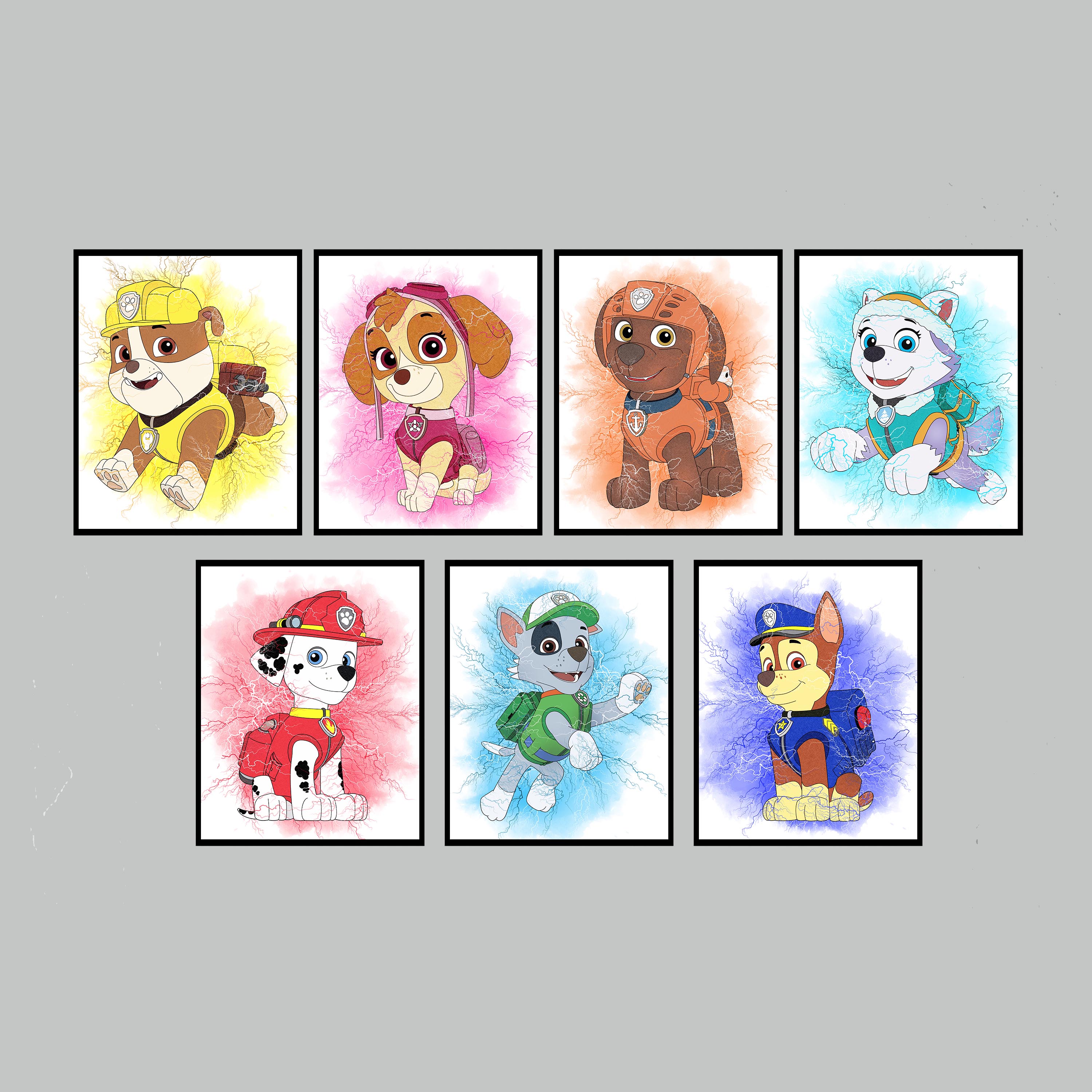PAW Patrol Set Art Print Digital Files nursery room watercol | Inspire ...