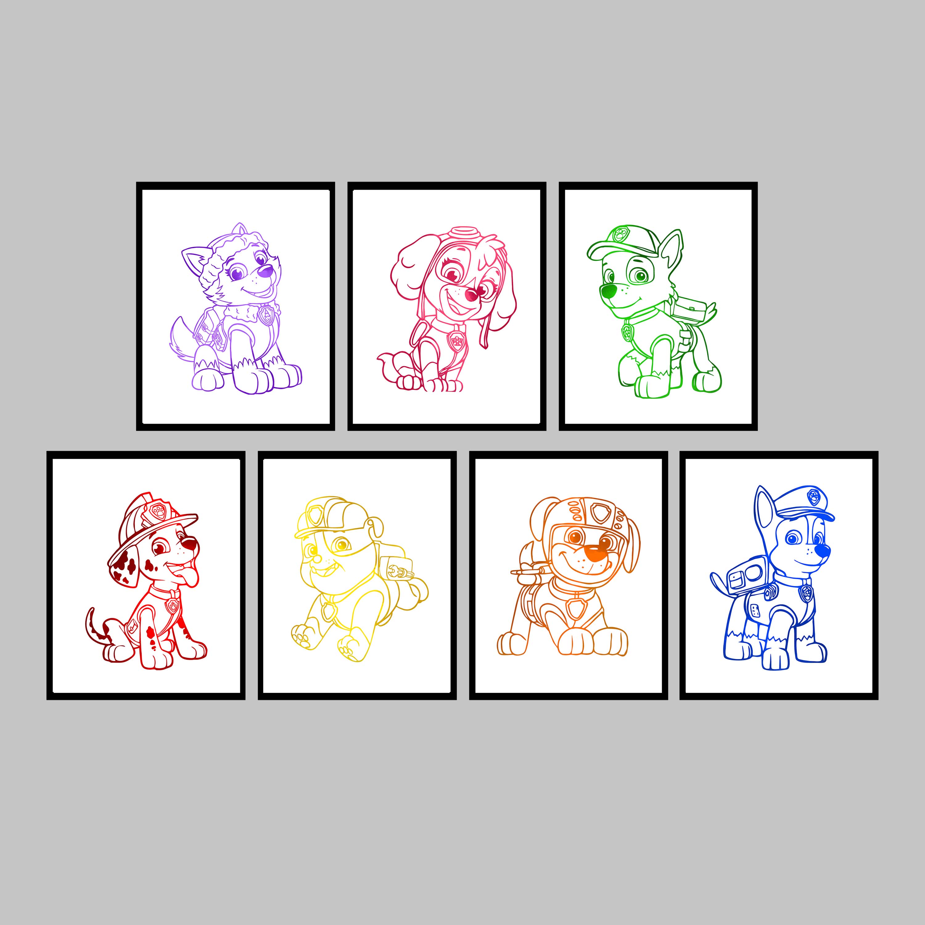 PAW Patrol Set Art Print Digital Files nursery room watercol | Inspire ...