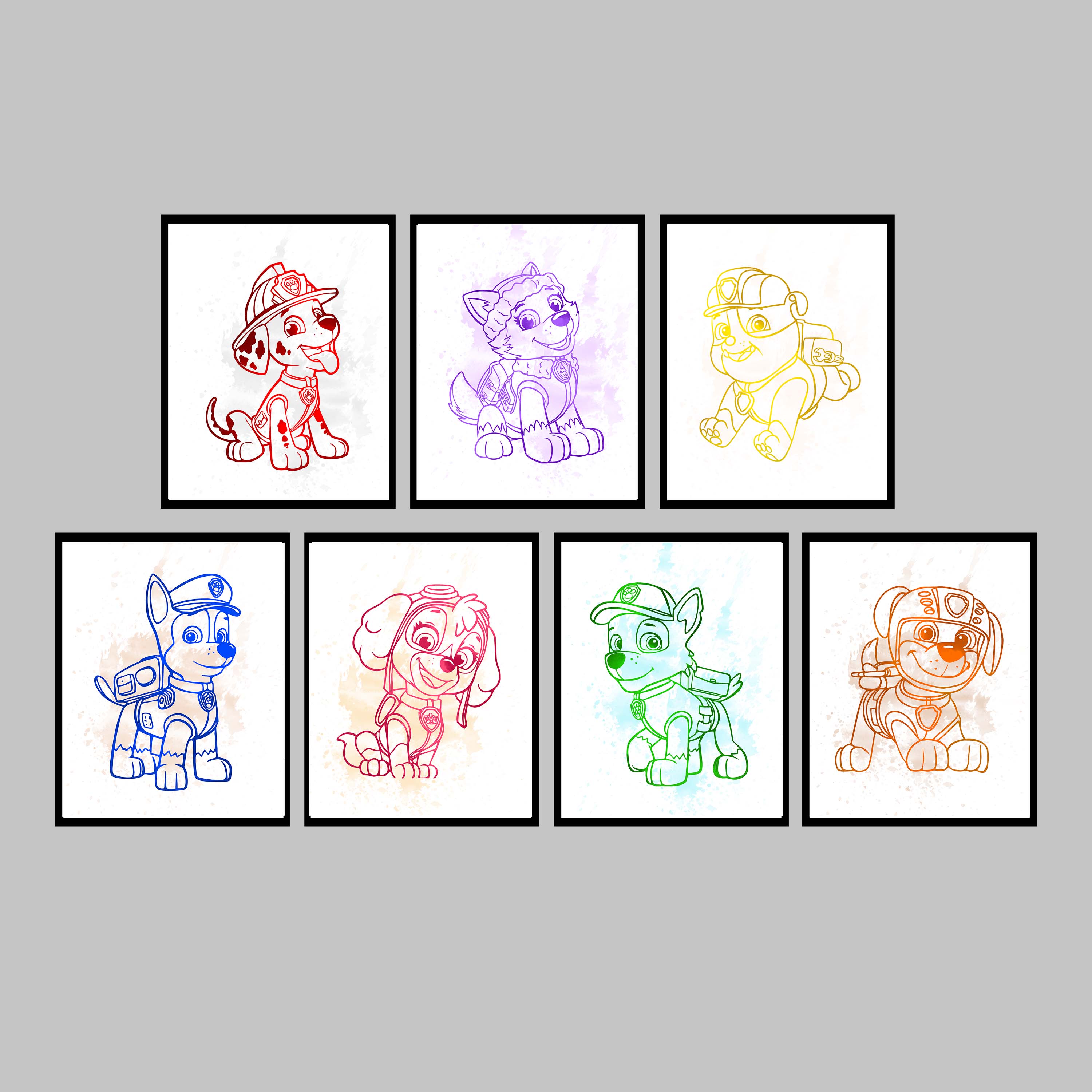 PAW Patrol Set Art Print poster Digital Files nursery room | Inspire Uplift