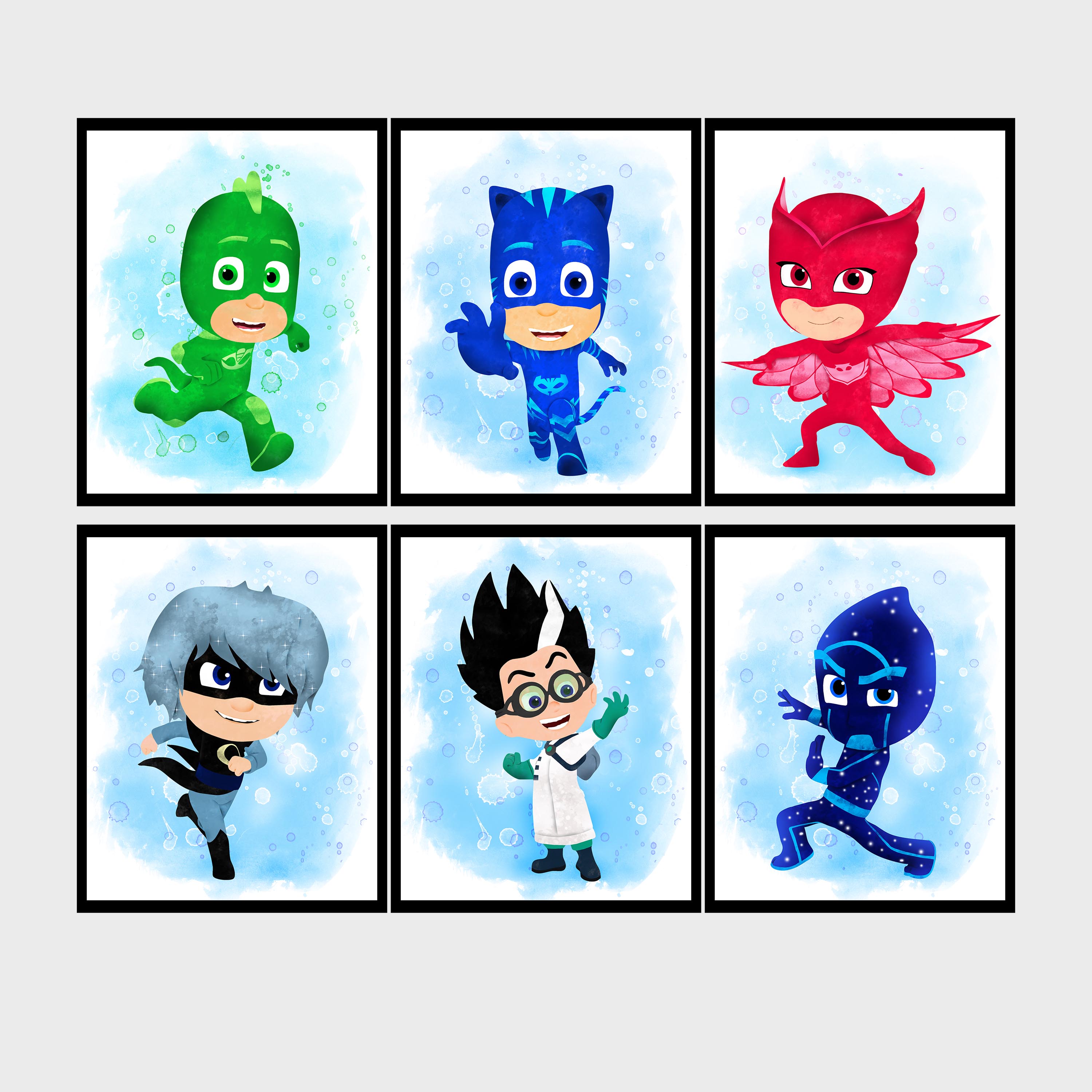 PJ Masks Print Digital Files nursery room watercolor, Wall d | Inspire ...