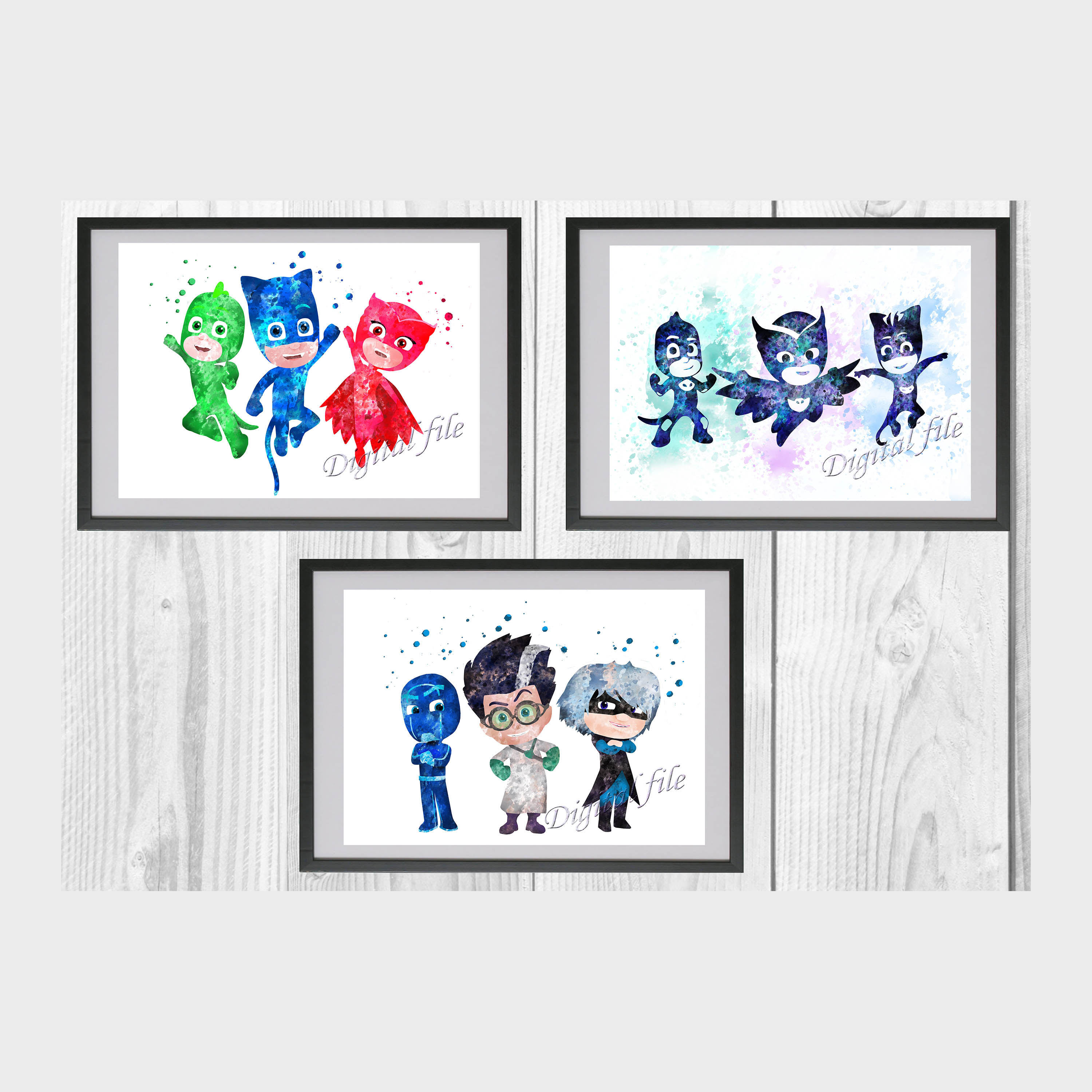 PJ Masks Print Digital Files nursery room watercolor, poster | Inspire ...