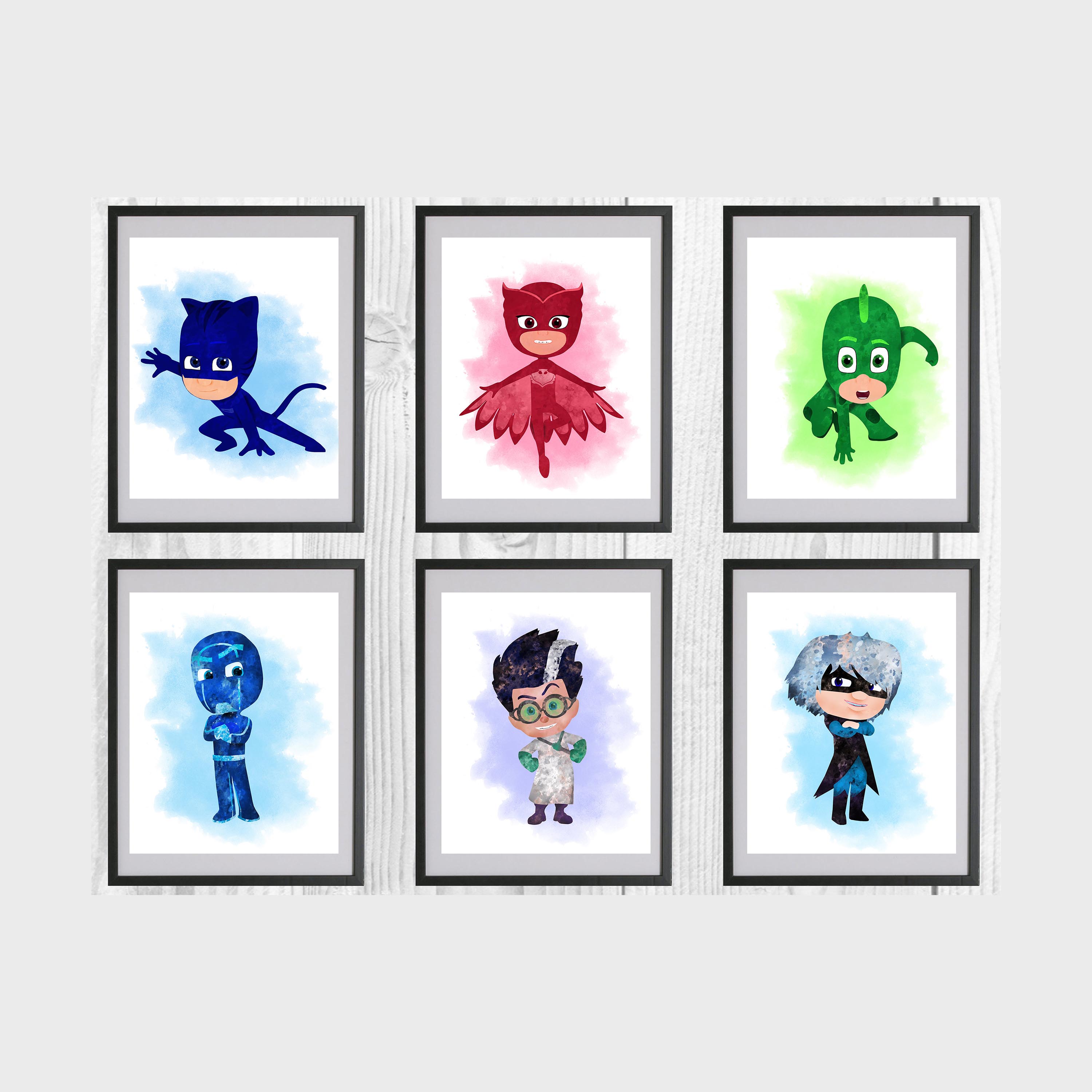 PJ Masks set Print Digital Files nursery room watercolor, po | Inspire ...