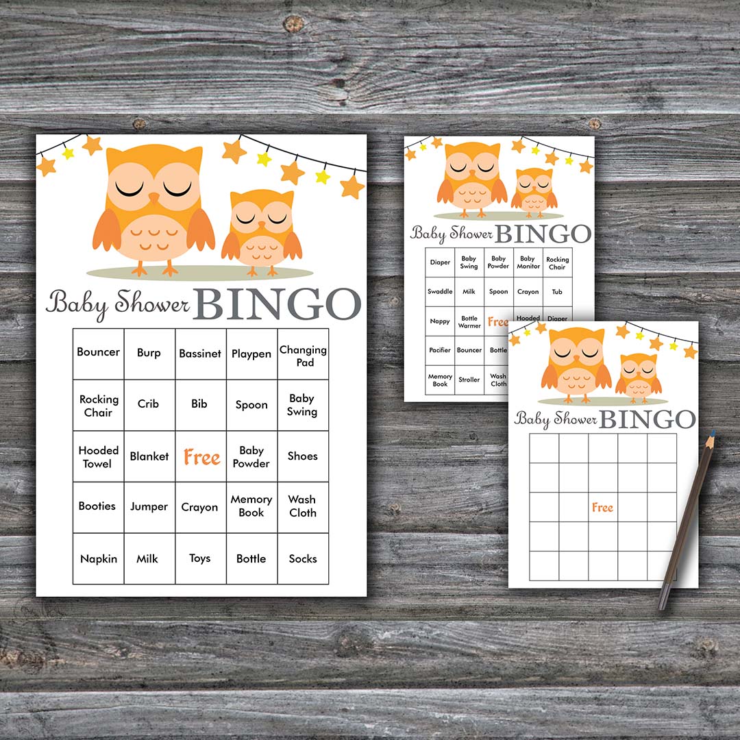 60 Owl Baby Shower Bingo Cards,Woodland animals Baby Shower - Inspire ...