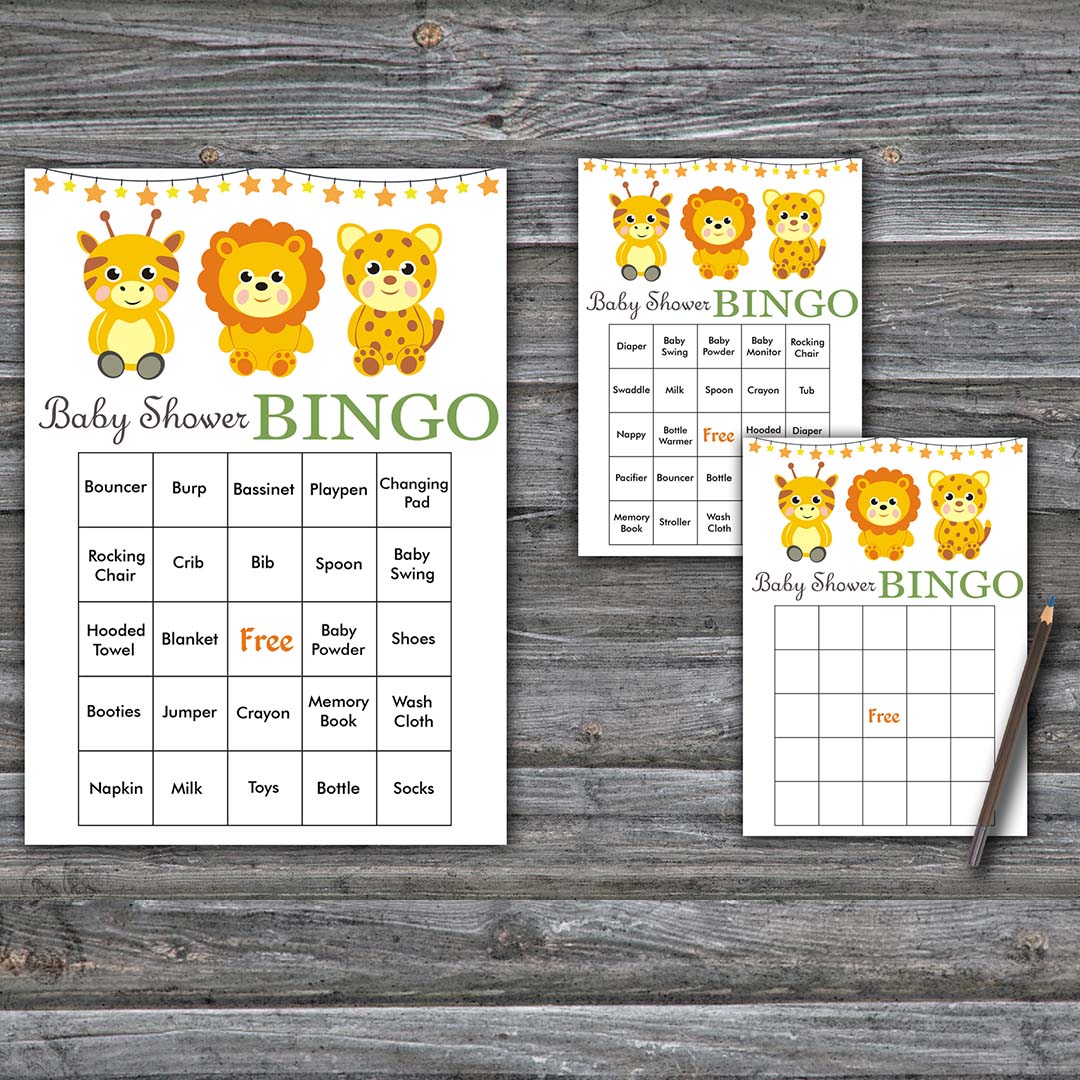 60 Safari animals Baby Shower Bingo Cards,Safari theme anima | Inspire ...