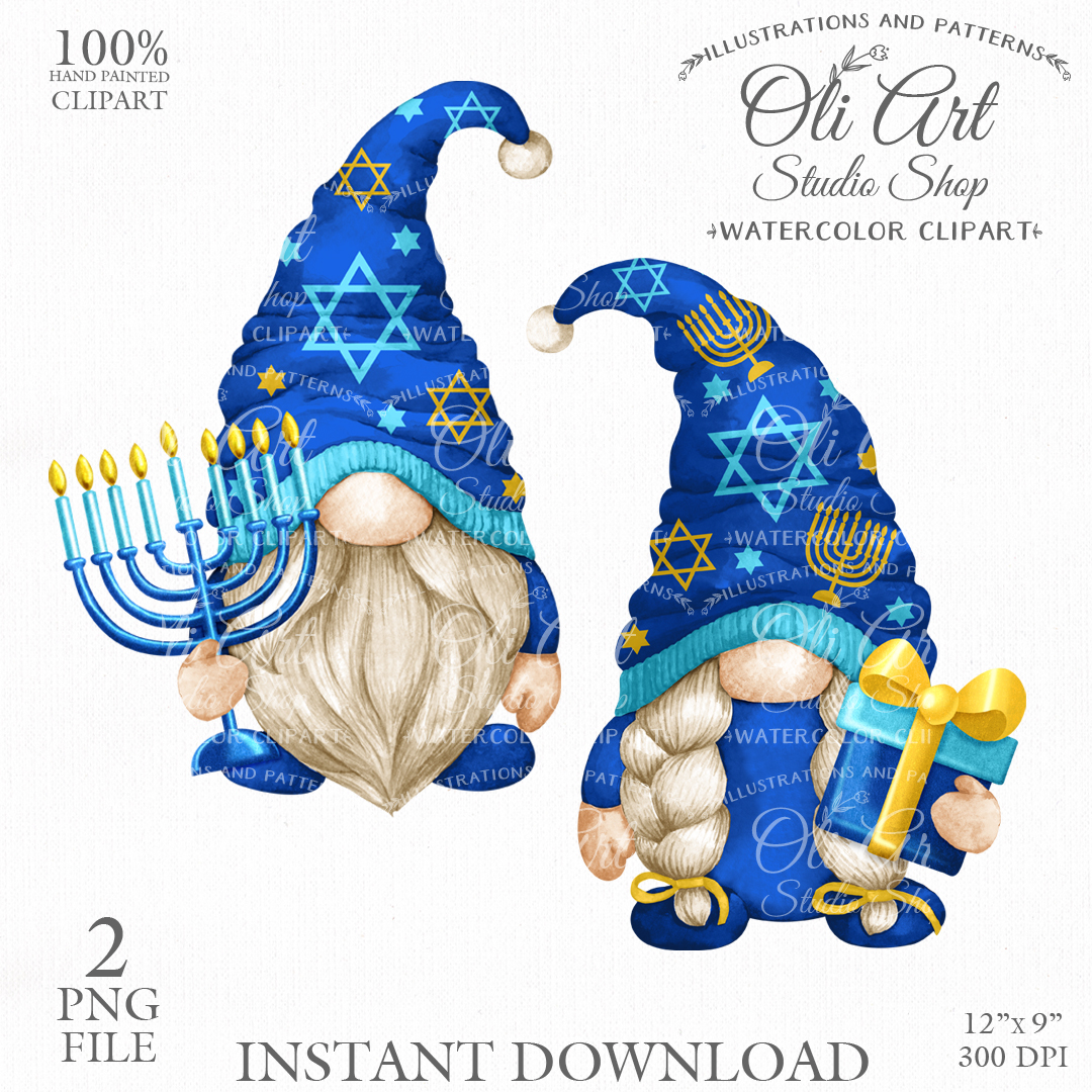 Hanukkah Gnome Digital Clip Art. Cute Characters, Hand Drawn | Inspire ...