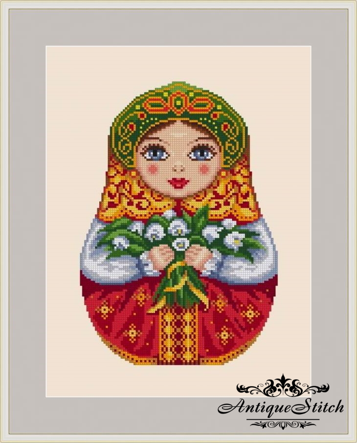 Matryoshka Spring Cross Stitch Pattern PDF Russian Doll Folk | Inspire ...