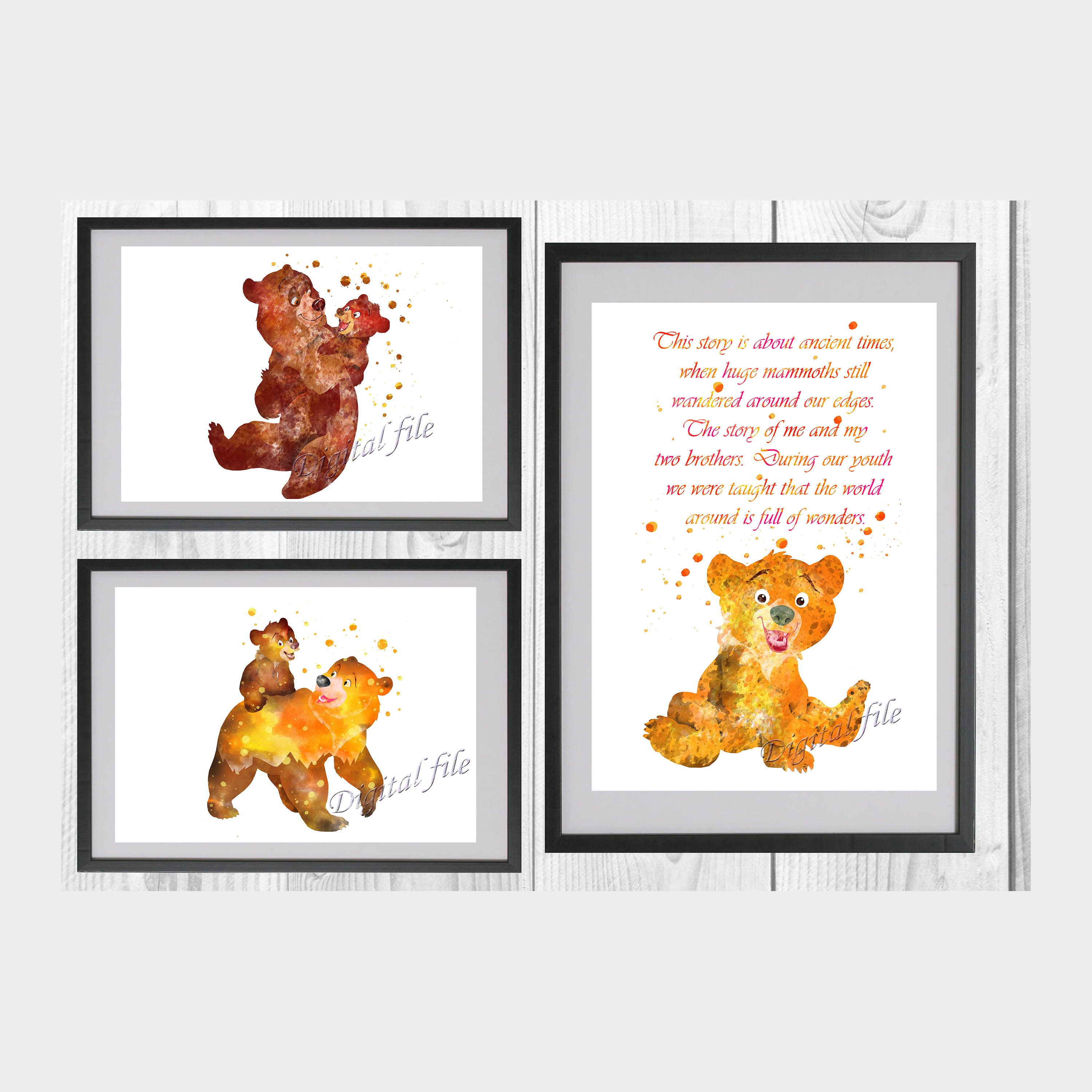 Brother Bear Set Disney Art Print Digital Files decor nurser | Inspire ...