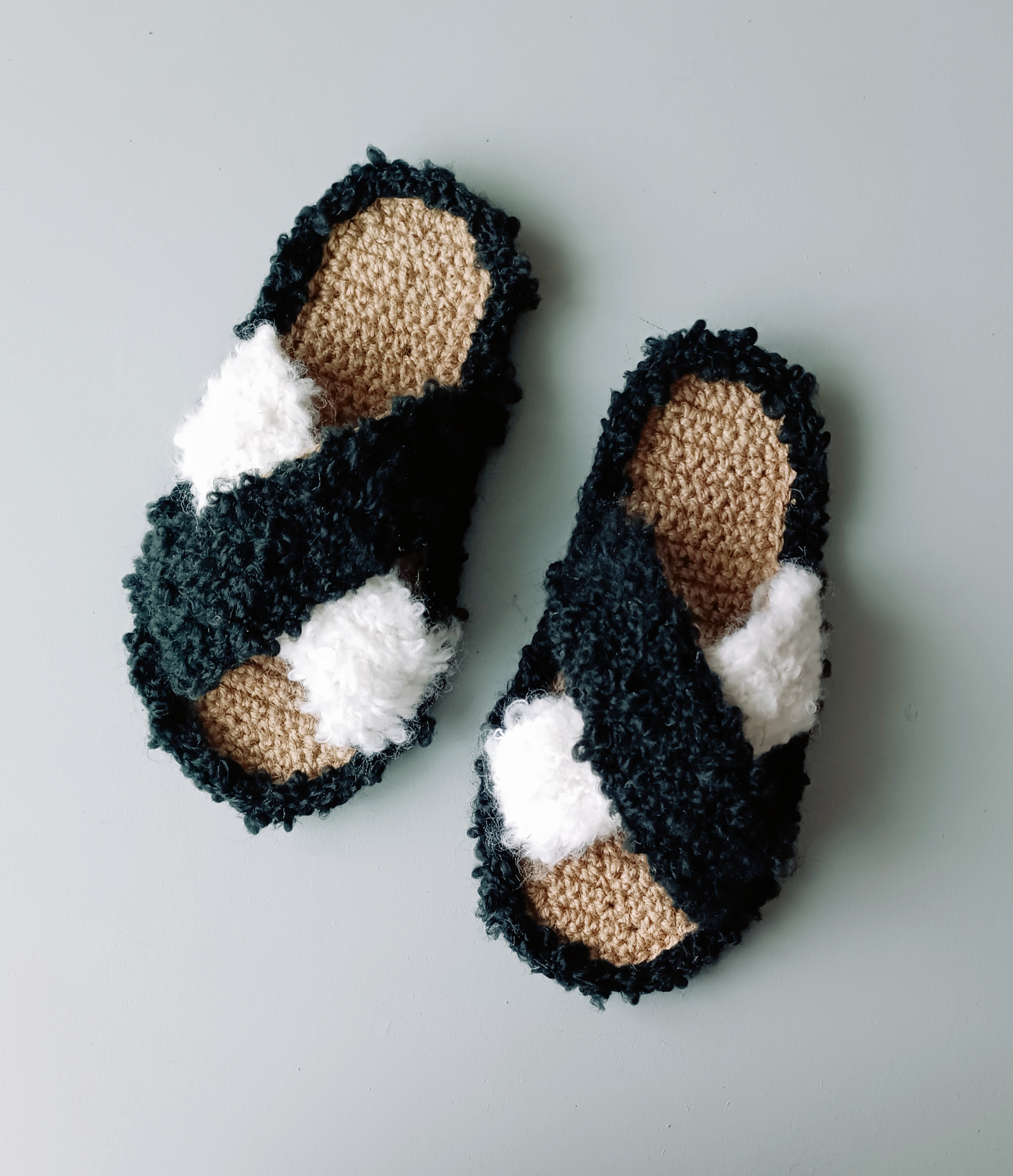 Rope sandals Eco beach Hemp slippers womens Black and White | Inspire ...