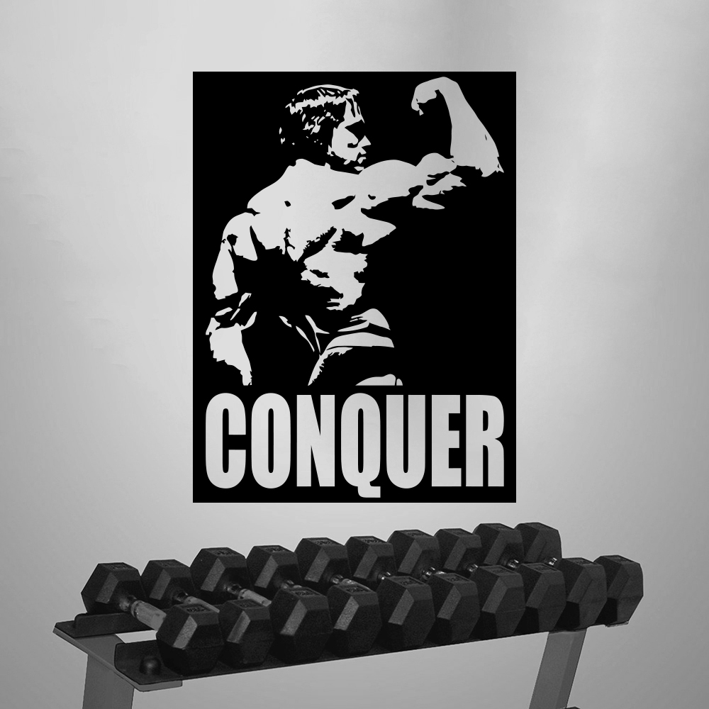 Arnold Sticker Conquer Gym Bodybuilder Coach Sport Muscles C - Inspire ...