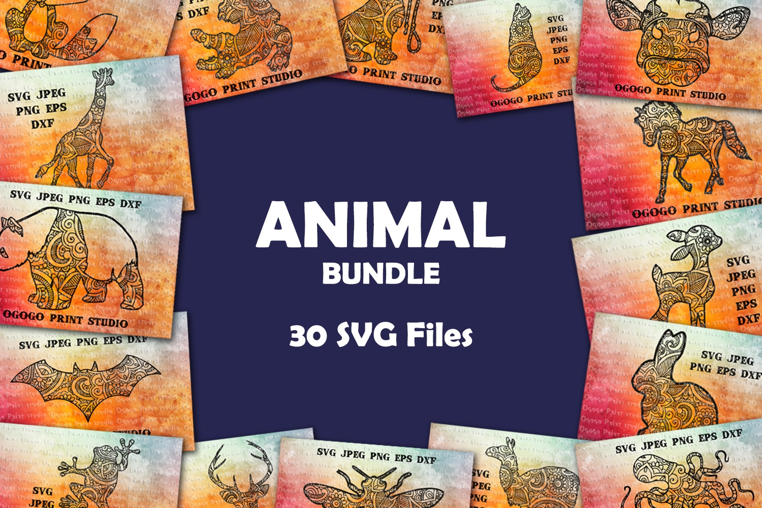 Mandala style 30 Animal Svg BUNDLE, Zentangle Svg, Boho svg - Inspire ...