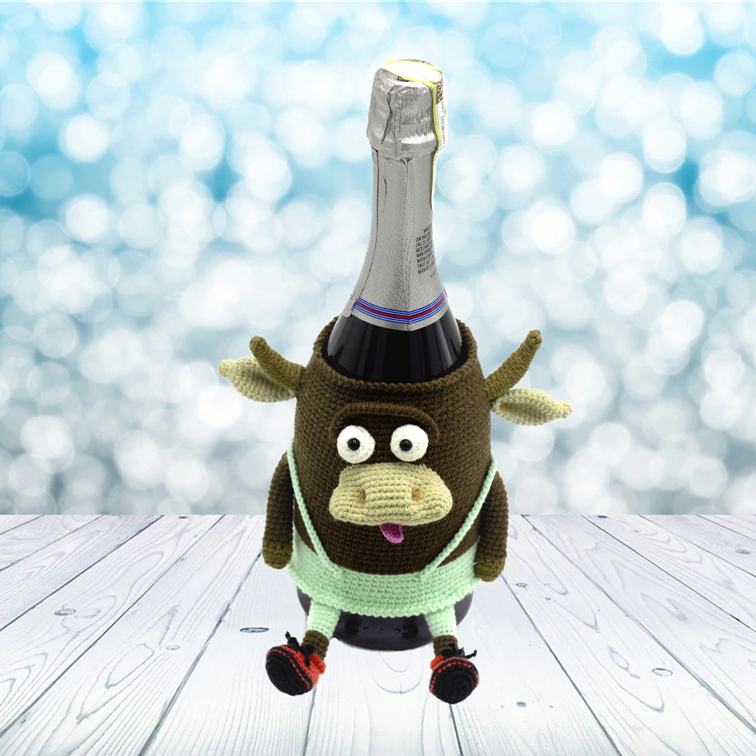 Champagne bottle cover, bull bottle cover, cute Christmas de | Inspire ...
