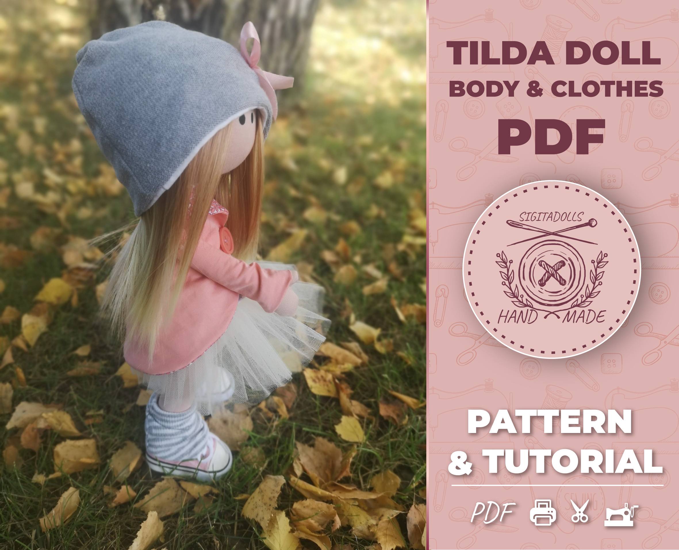 Tilda rag doll with clothes and shoes - Instant Download Sew | Inspire ...